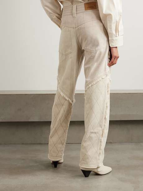 ISABEL MARANT Shanila paneled frayed high-rise wide-leg jeans | NET-A ...