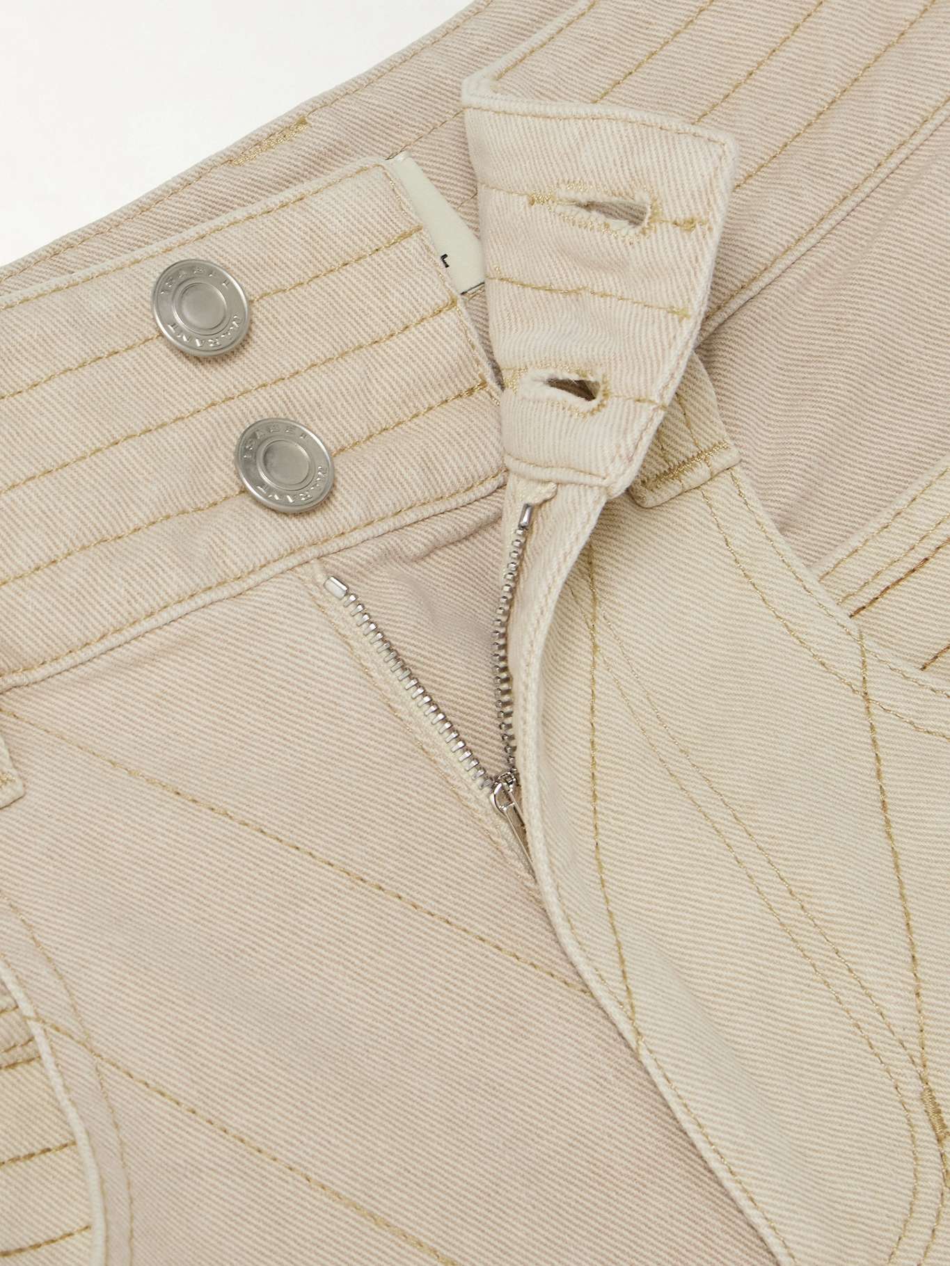 ISABEL MARANT Shanila paneled frayed high-rise wide-leg jeans | NET-A ...