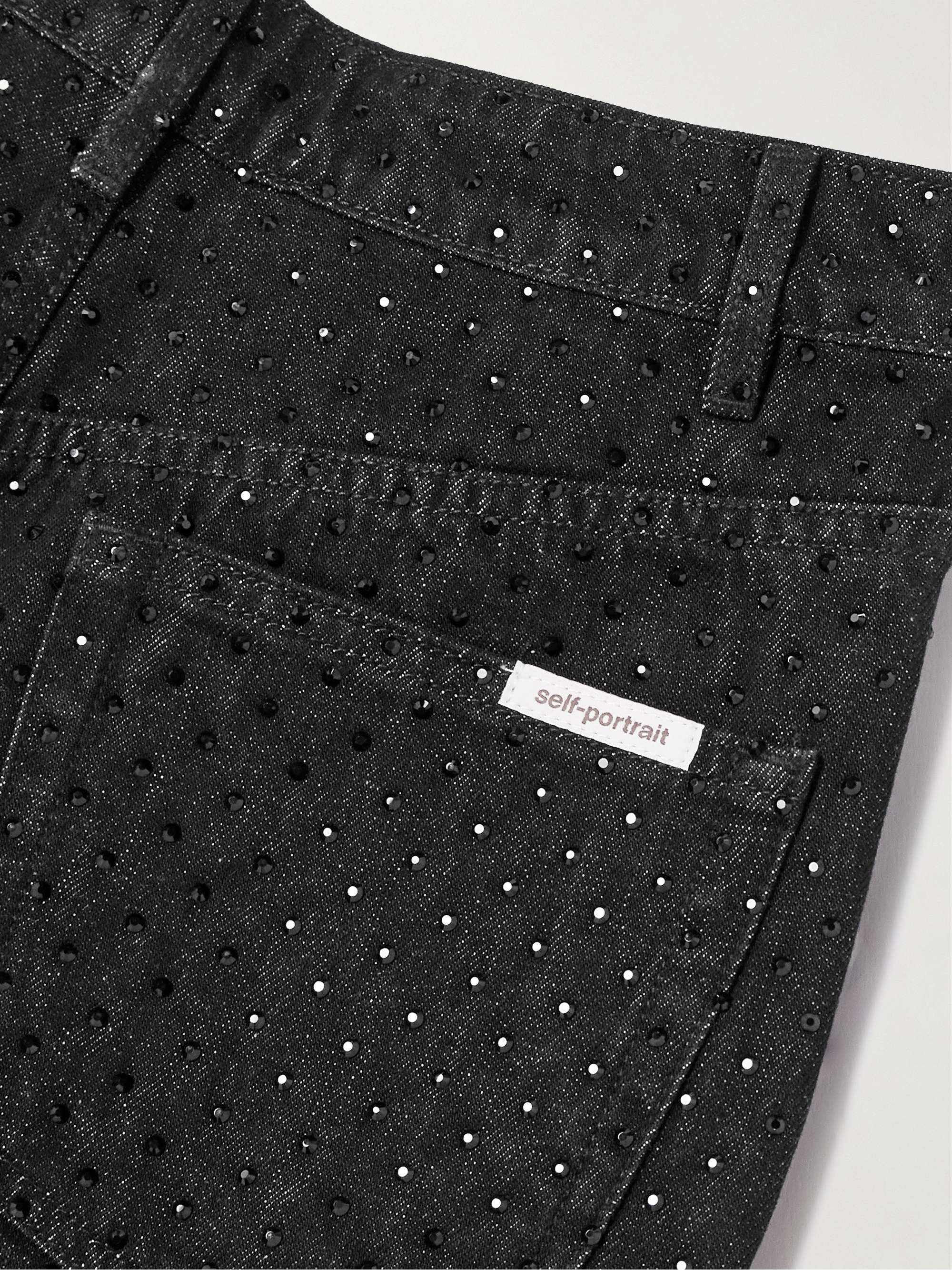 SELF-PORTRAIT Crystal-embellished high-rise wide-leg jeans | NET-A-PORTER