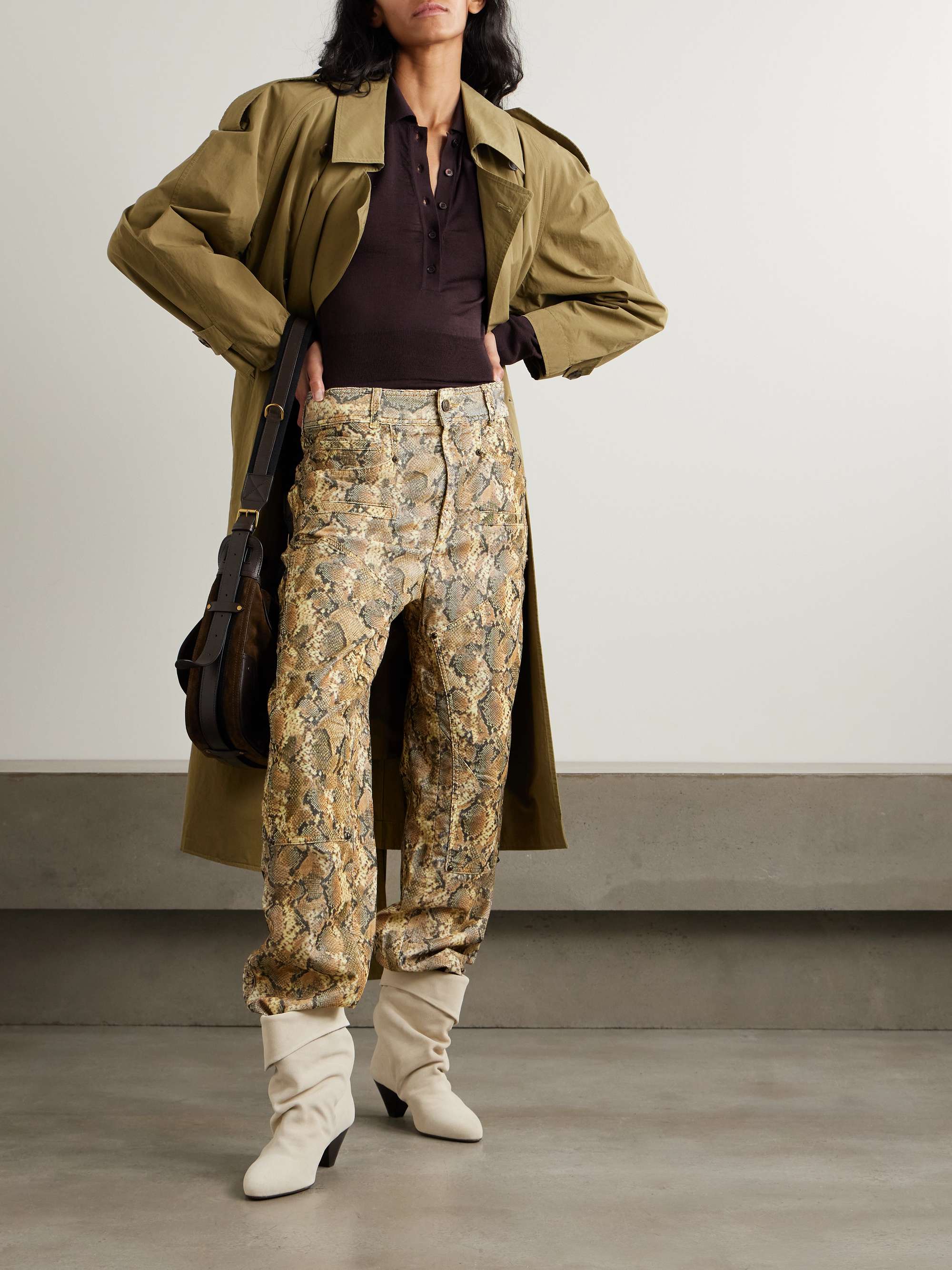 ISABEL MARANT Emmy paneled snake-print cotton-blend corduroy wide-leg ...