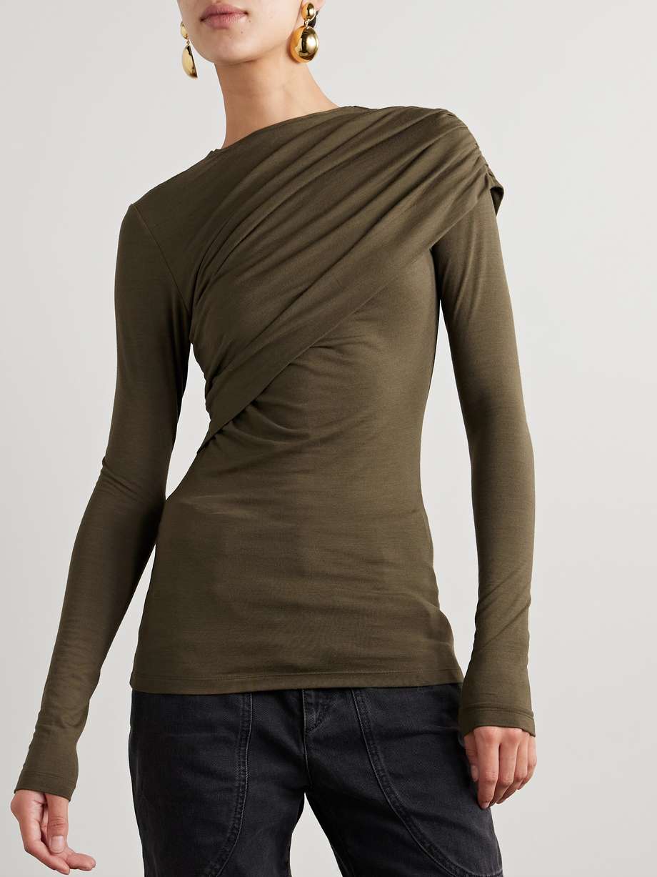 ISABEL MARANT Asna draped ruched jersey top | NET-A-PORTER