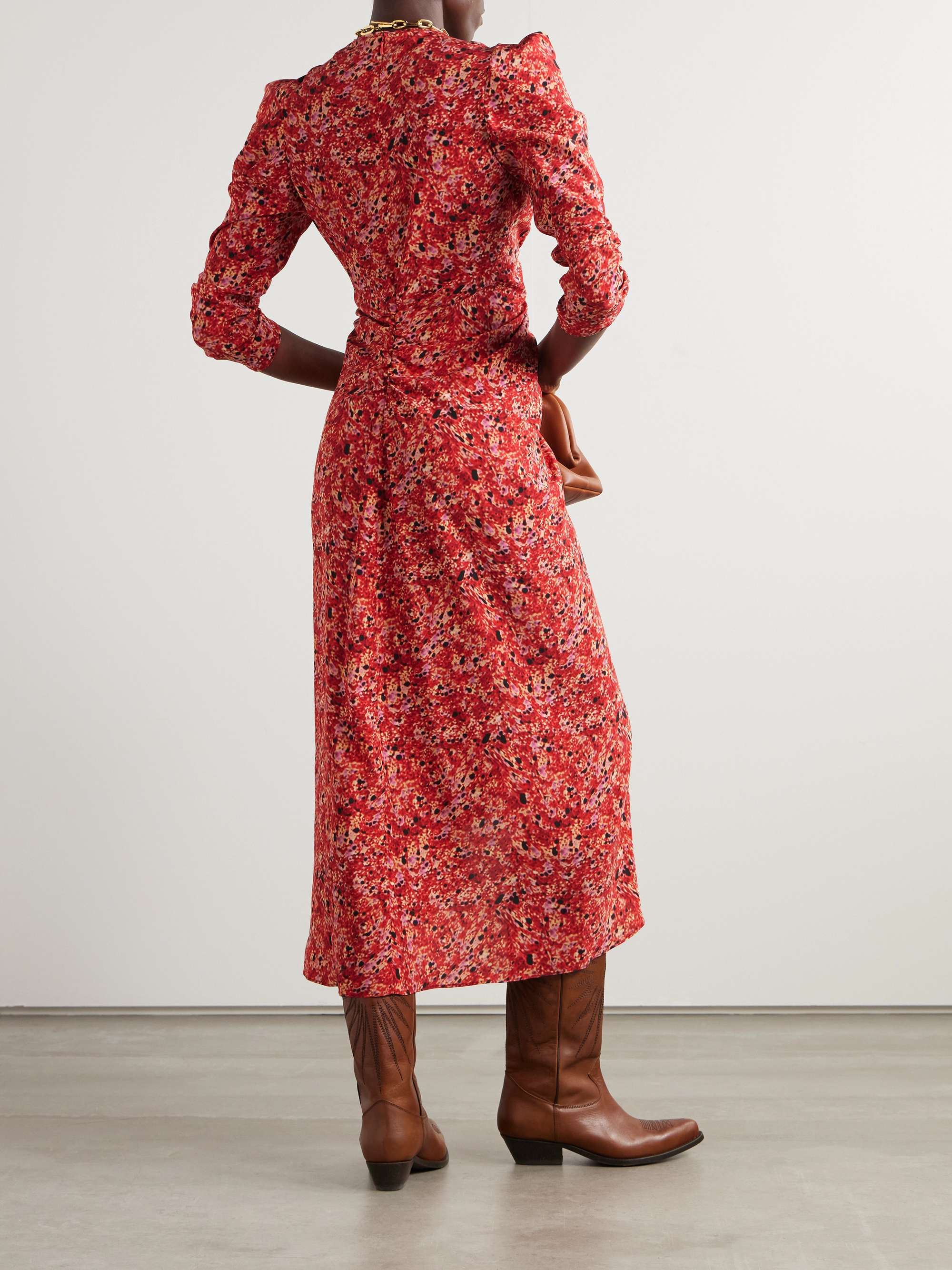 ISABEL MARANT Albini gathered printed silk-blend midi dress | NET-A-PORTER