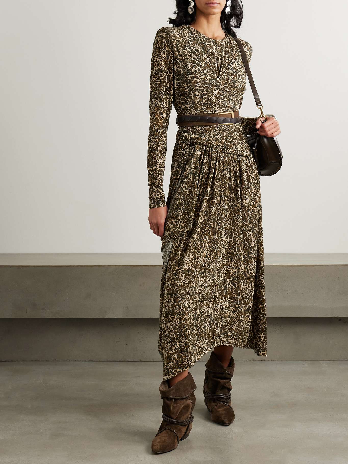 ISABEL MARANT Zeidi wrap-effect draped leopard-print stretch-jersey ...