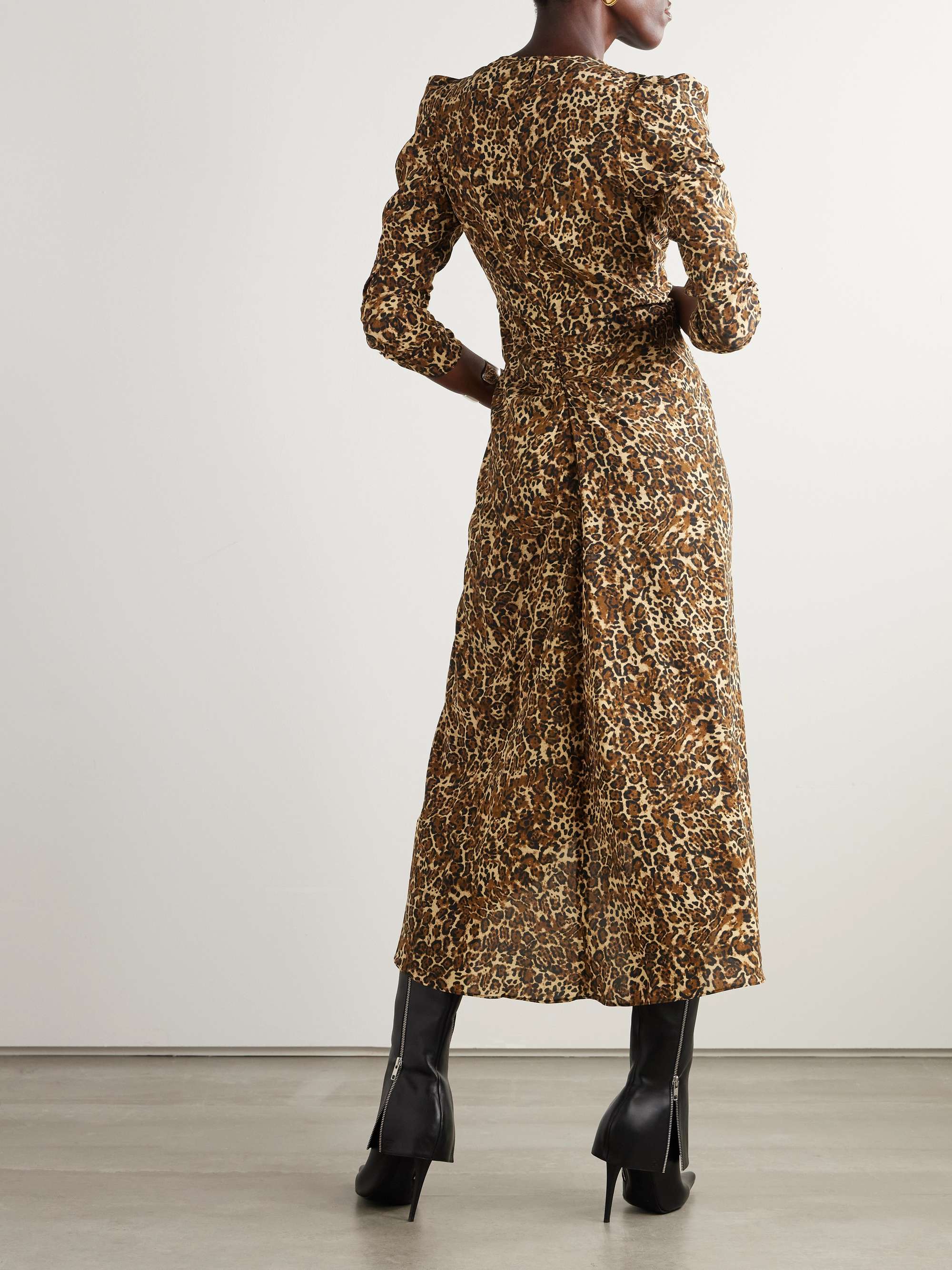 ISABEL MARANT Albini gathered leopard-print silk-blend midi dress | NET ...