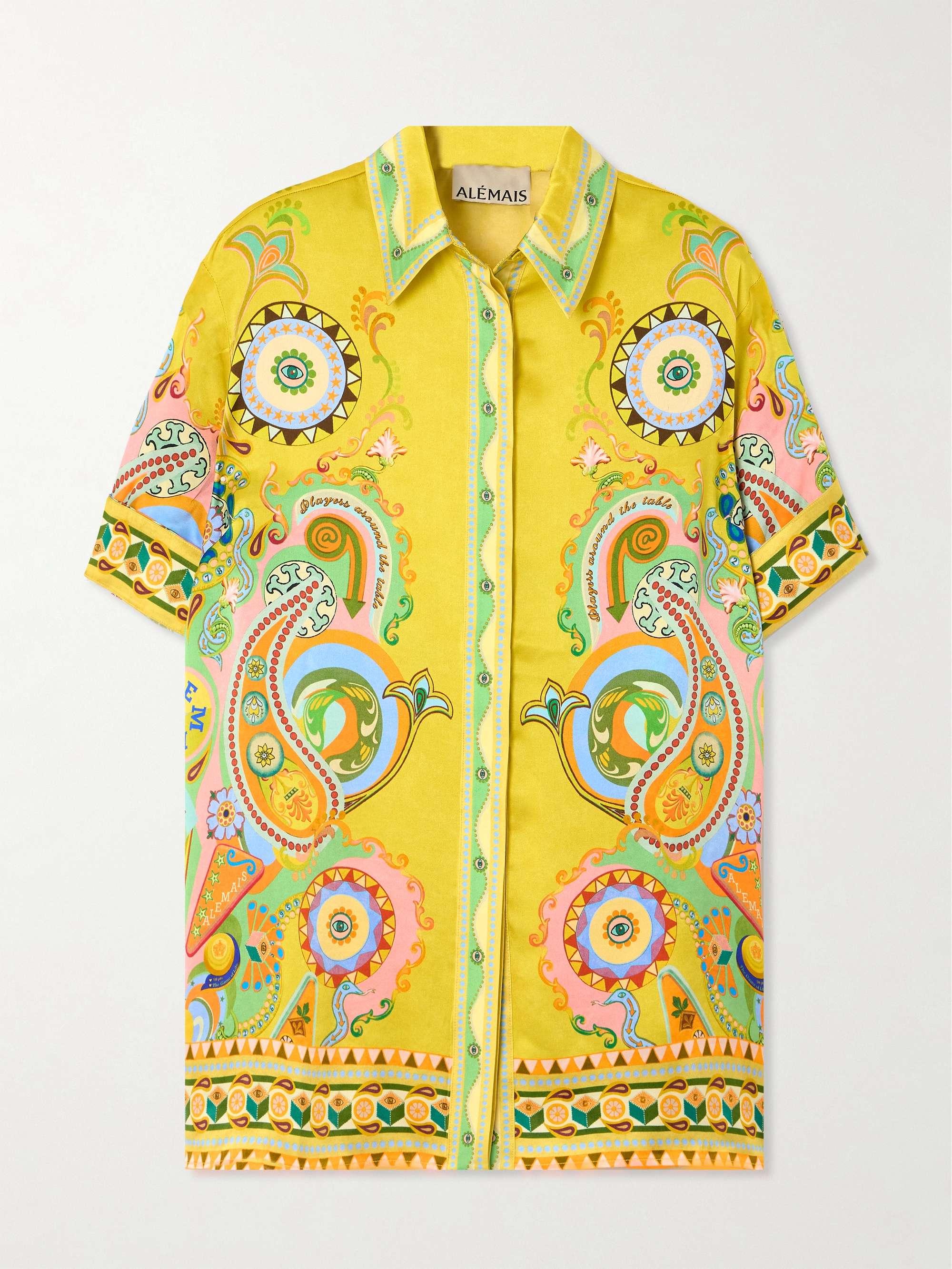 ALÉMAIS Pinball printed washed silk-satin shirt | NET-A-PORTER