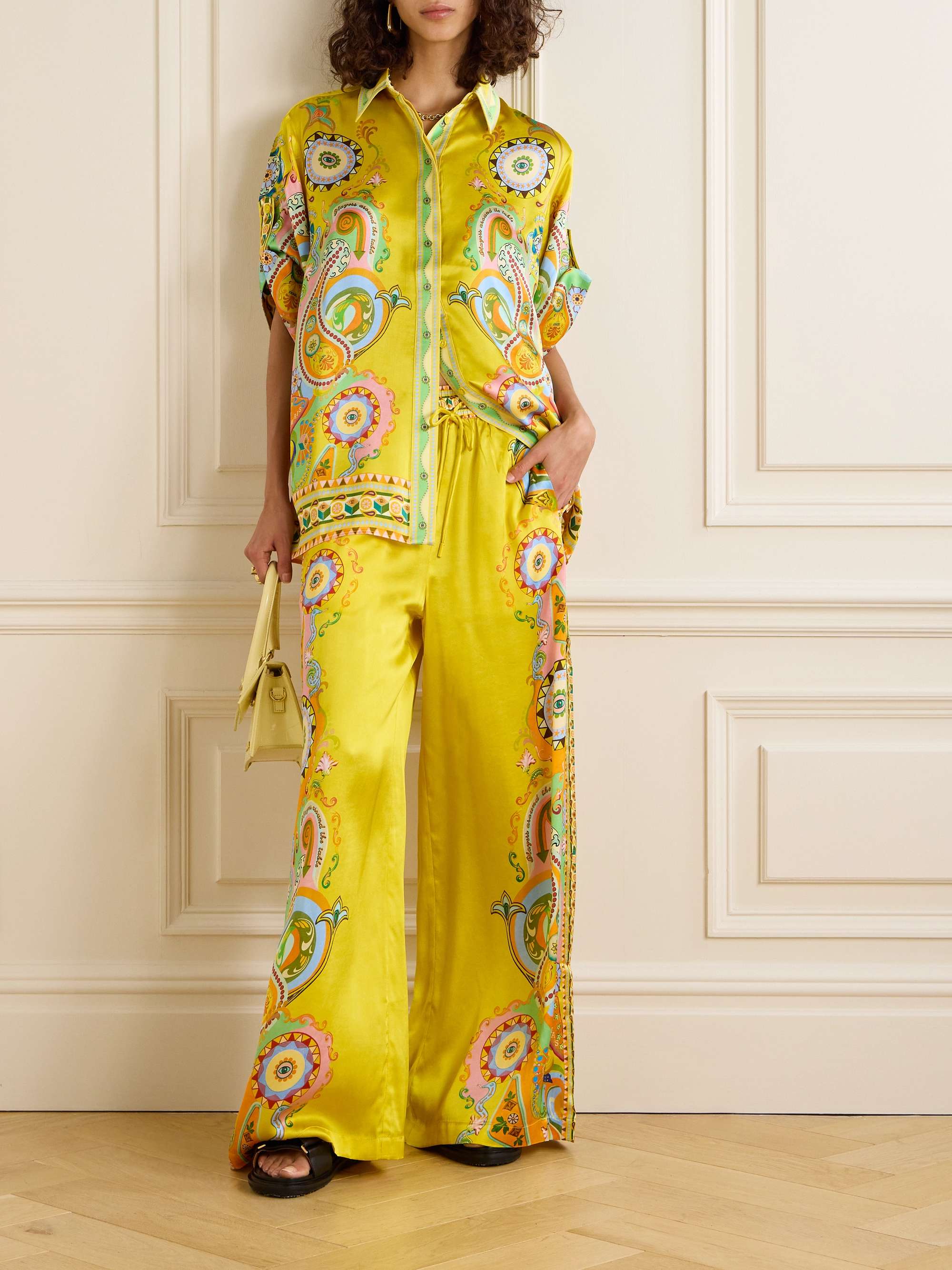 ALÉMAIS Pinball printed washed silk-satin shirt | NET-A-PORTER