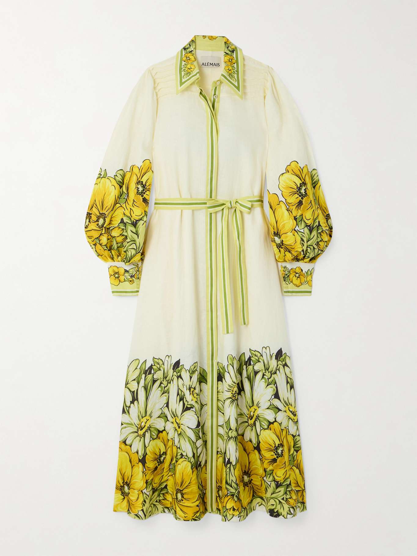 ALÉMAIS Gisela belted floral-print linen maxi shirt dress | NET-A-PORTER