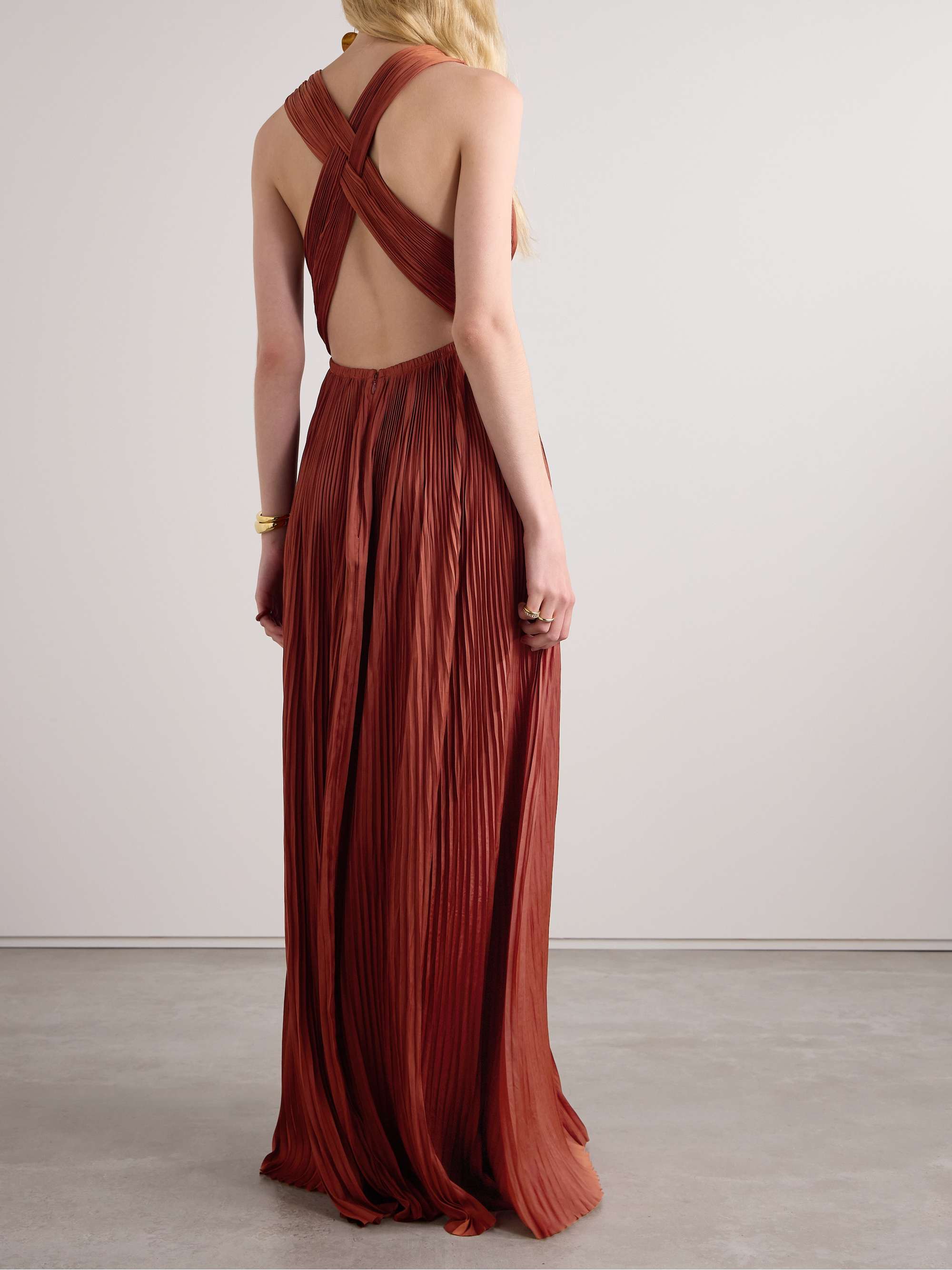 ULLA JOHNSON Veda plissé-satin gown | NET-A-PORTER