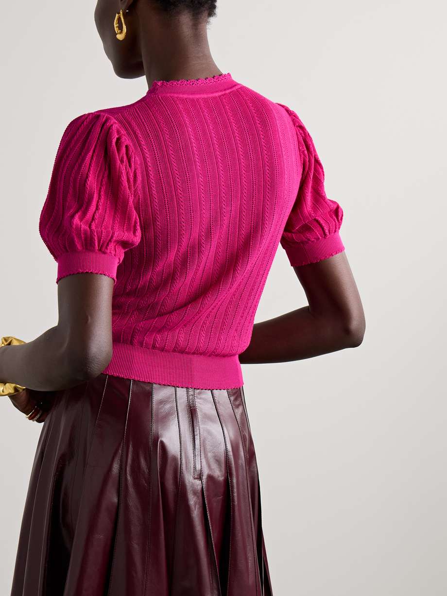 ULLA JOHNSON Gemma pointelle-knit silk and cotton-blend top | NET-A-PORTER