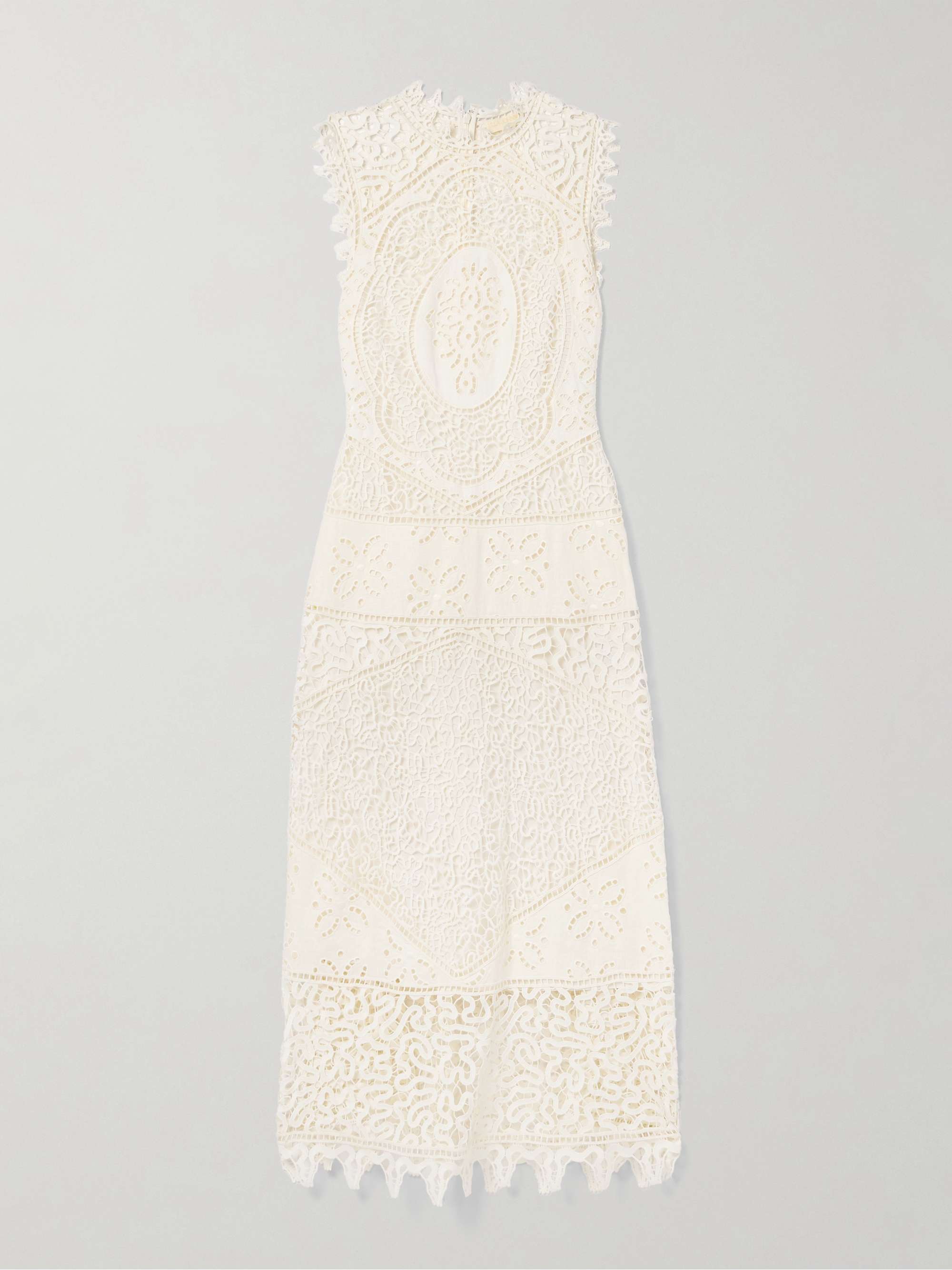 ULLA JOHNSON Flora guipure lace-trimmed linen maxi dress | NET-A-PORTER