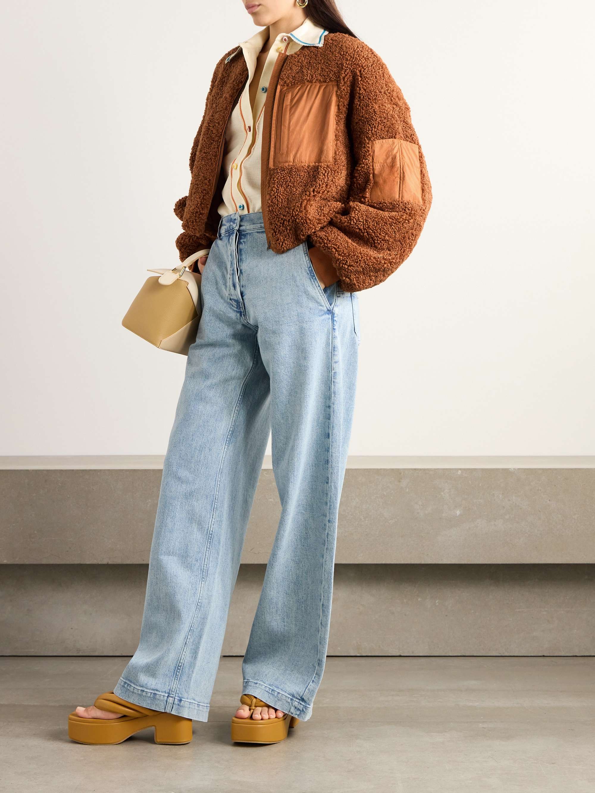 ULLA JOHNSON Arlyn shell-trimmed fleece jacket | NET-A-PORTER