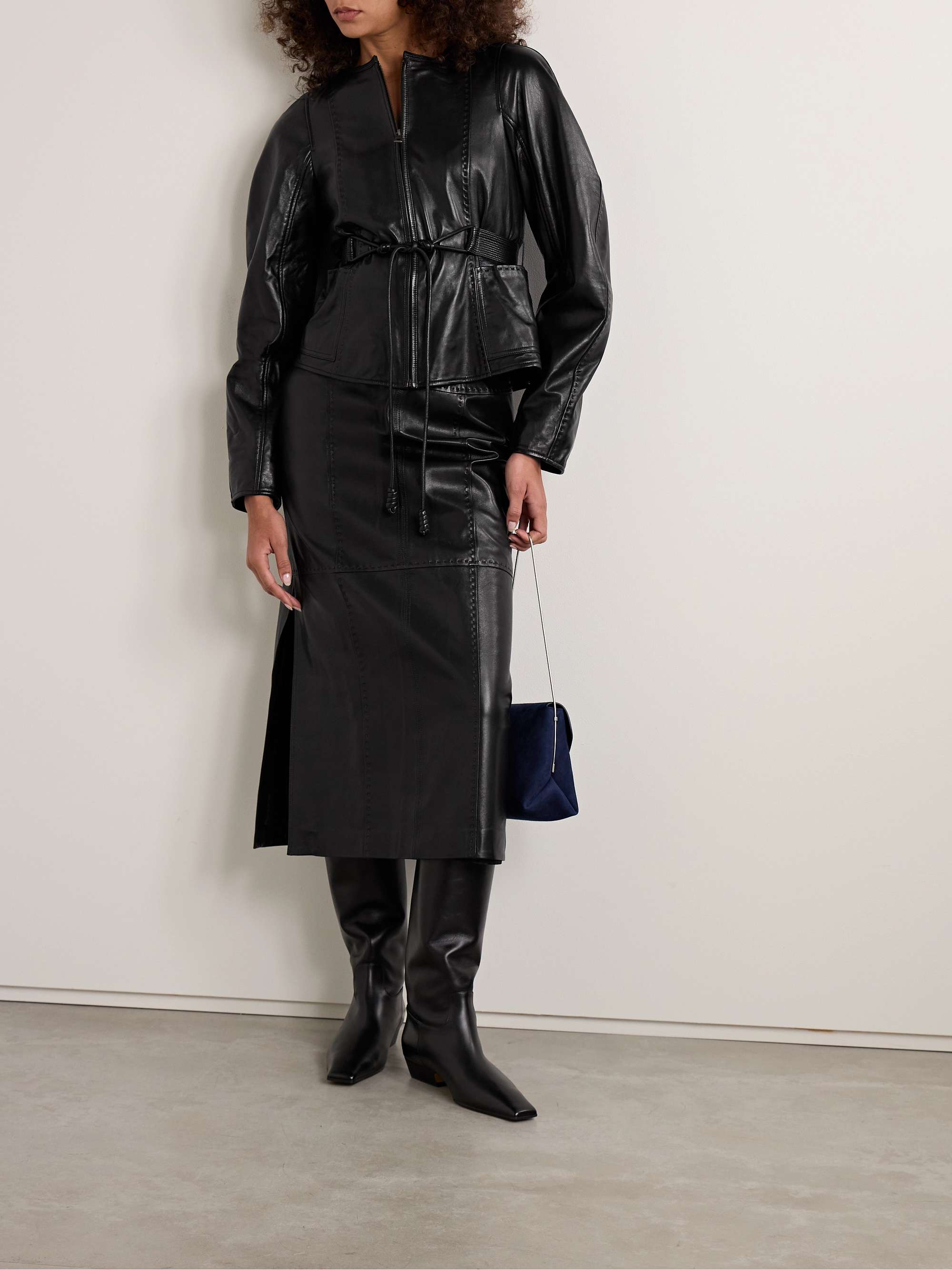 ULLA JOHNSON Aidan belted paneled leather jacket | NET-A-PORTER