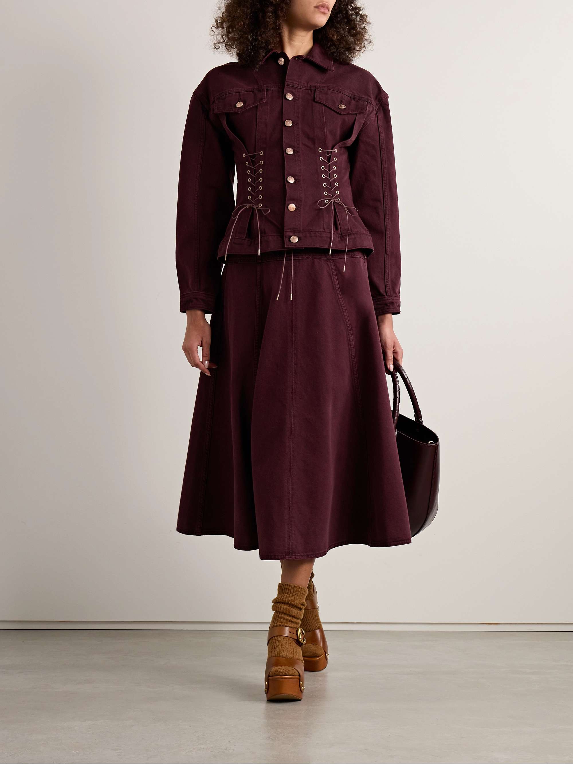 ULLA JOHNSON Naomi lace-up denim jacket | NET-A-PORTER