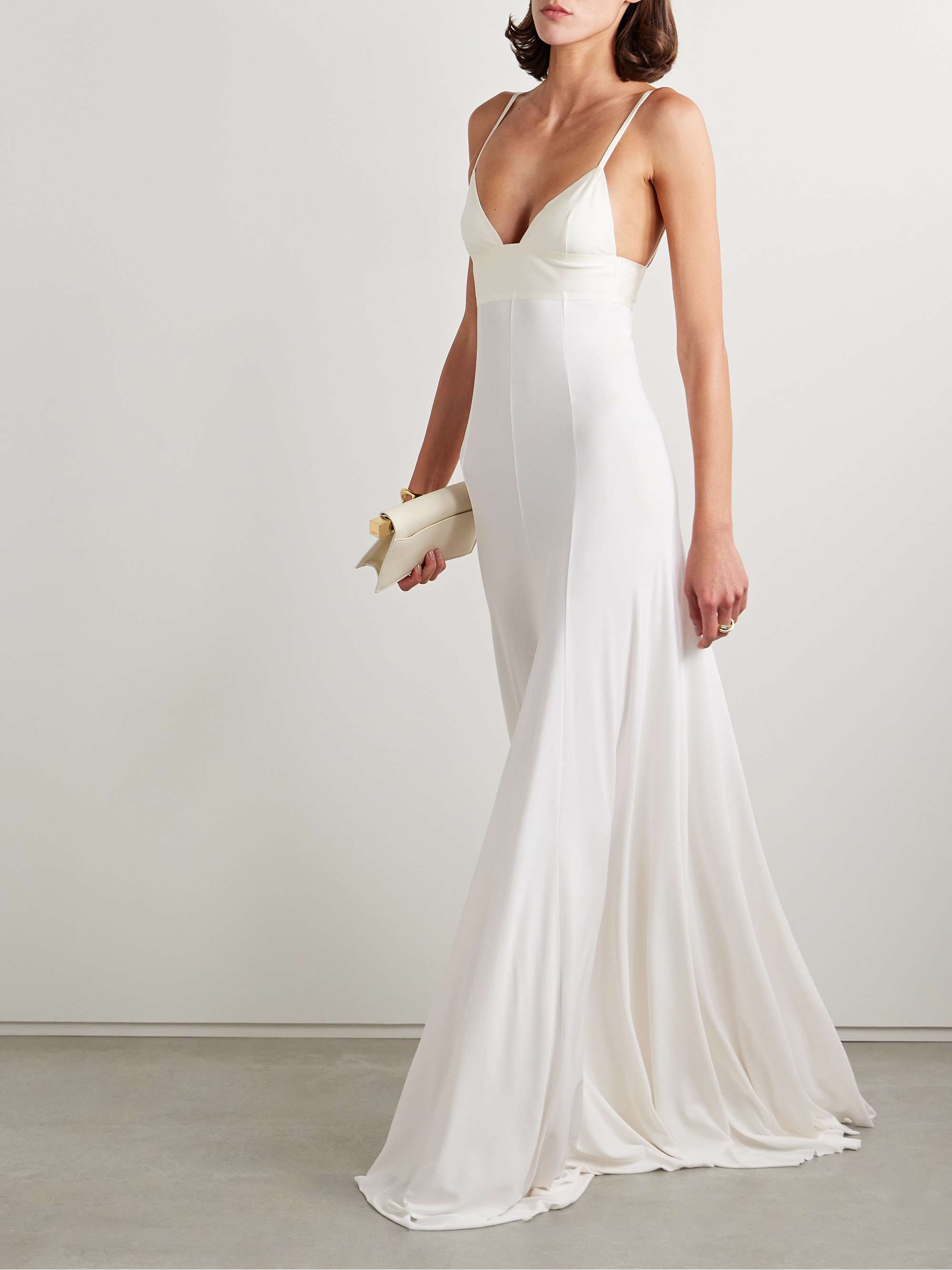 JACQUEMUS Spallina satin-trimmed stretch-crepe gown | NET-A-PORTER