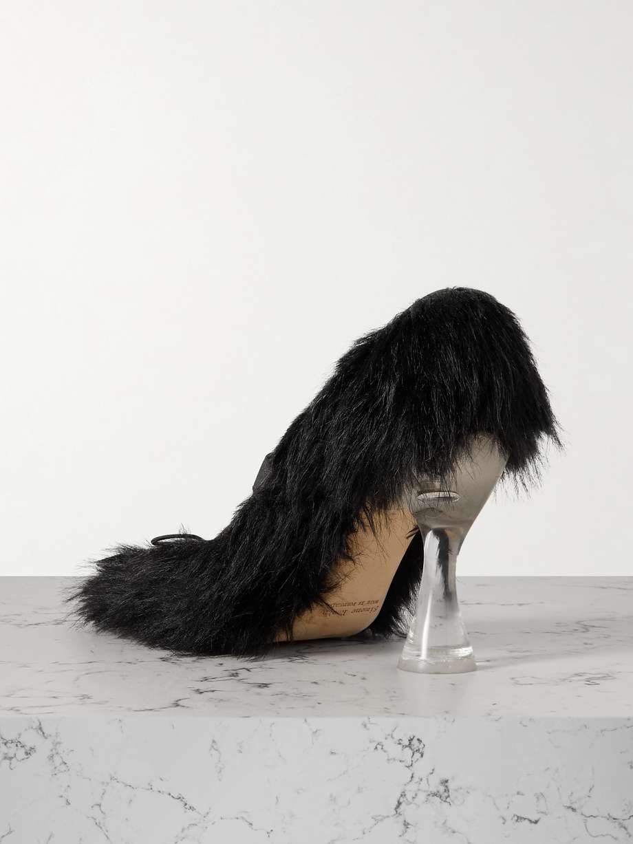 SIMONE ROCHA Bow-embellished faux-fur pumps | NET-A-PORTER