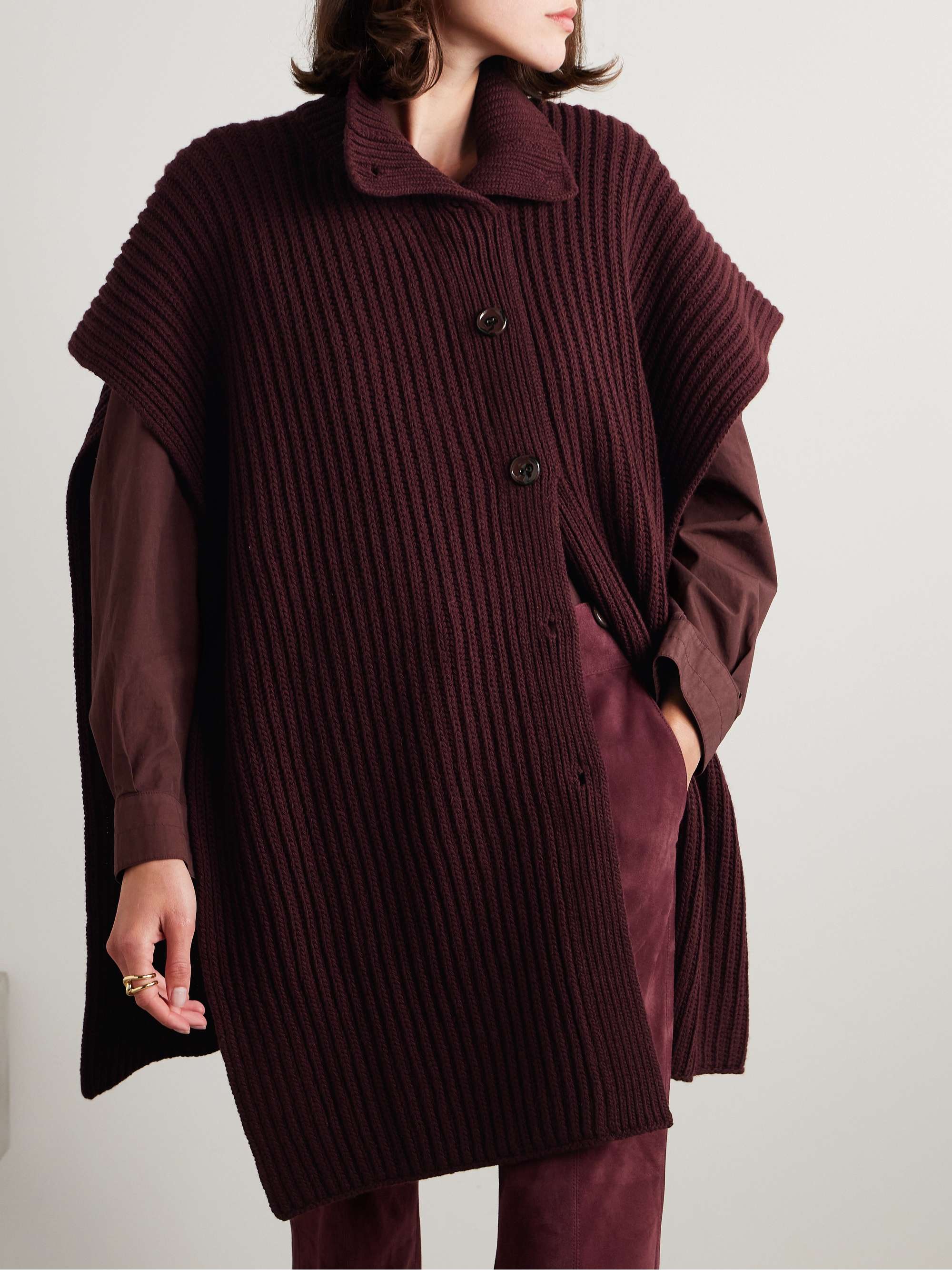 ERDEM Ribbed wool and cashmere-blend poncho | NET-A-PORTER