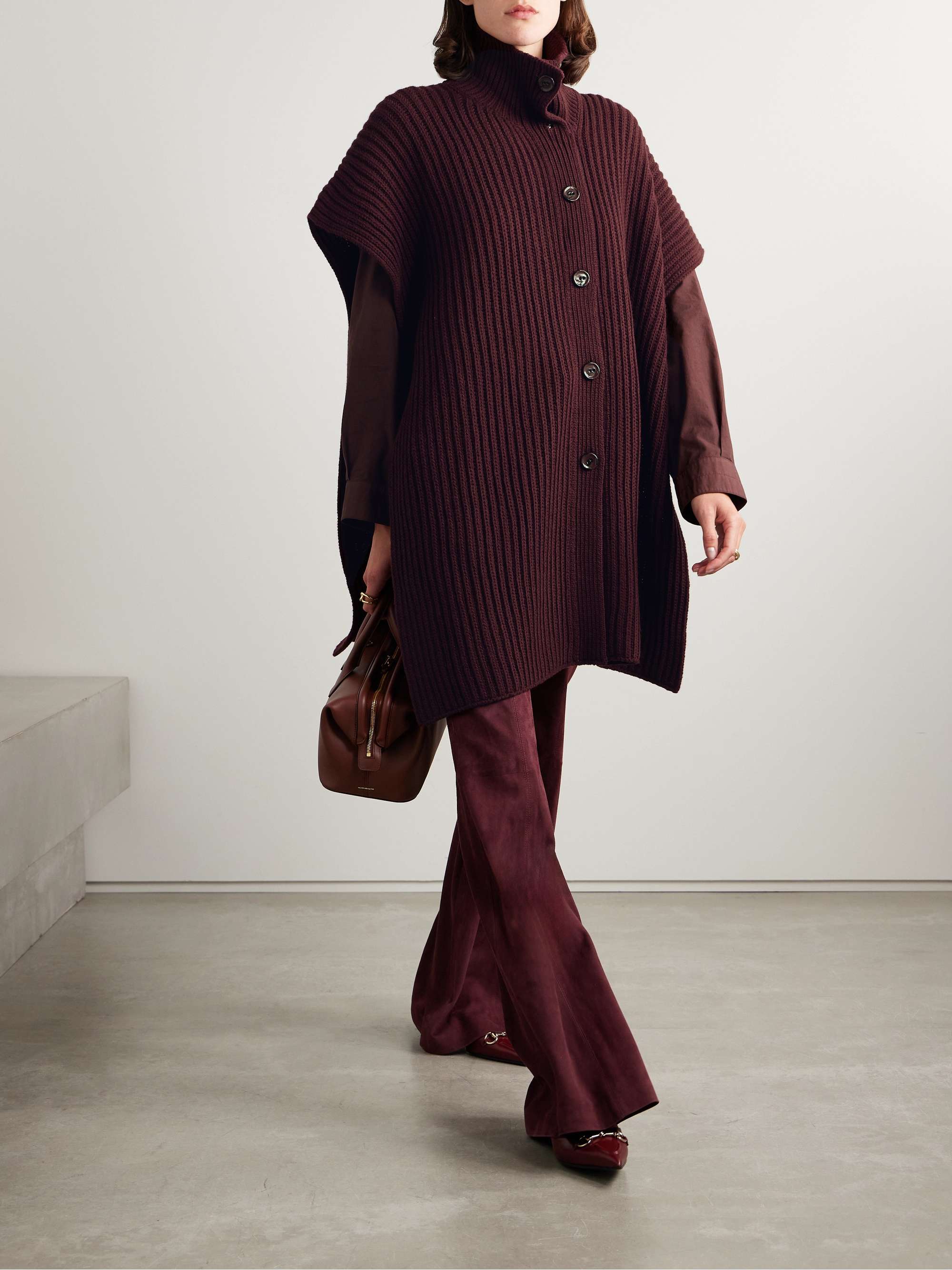 ERDEM Ribbed wool and cashmere-blend poncho | NET-A-PORTER