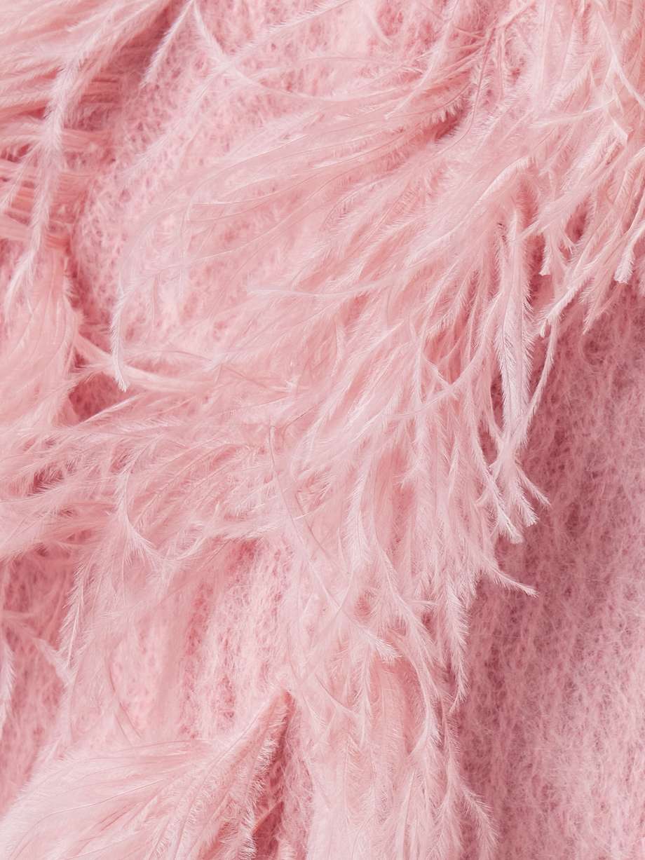 ERDEM Cropped feather-trimmed mohair-blend cardigan | NET-A-PORTER