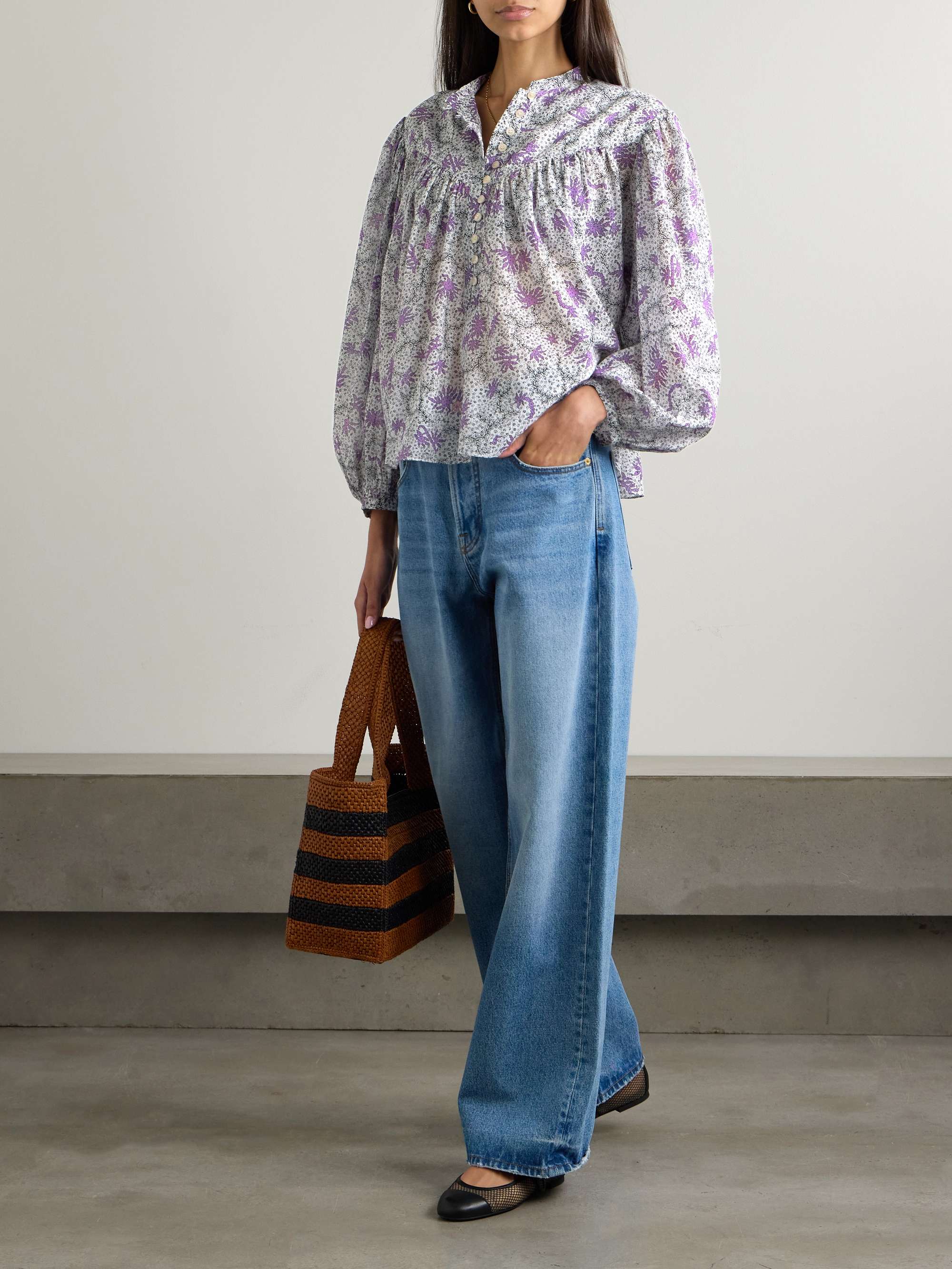 MARANT ÉTOILE Salika floral-print cotton-voile blouse | NET-A-PORTER