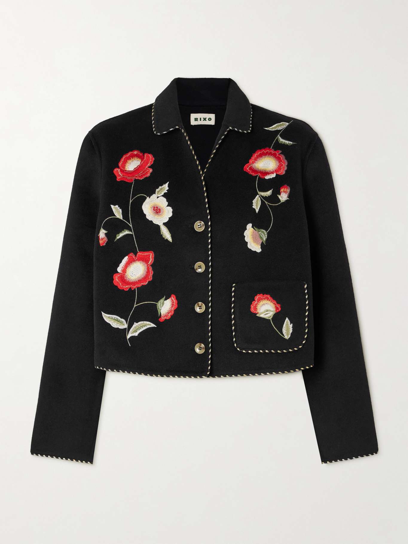 RIXO Sunday embroidered metallic wool-blend jacket | NET-A-PORTER