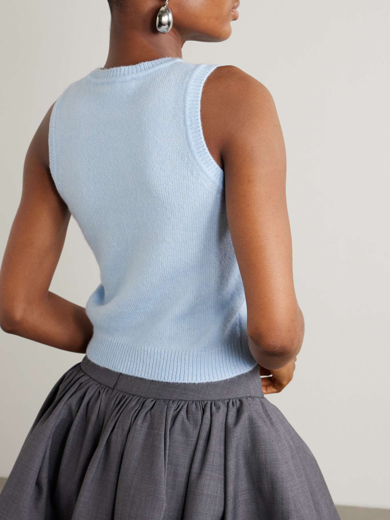 SHUSHU/TONG Embellished tulle-trimmed knitted tank | NET-A-PORTER