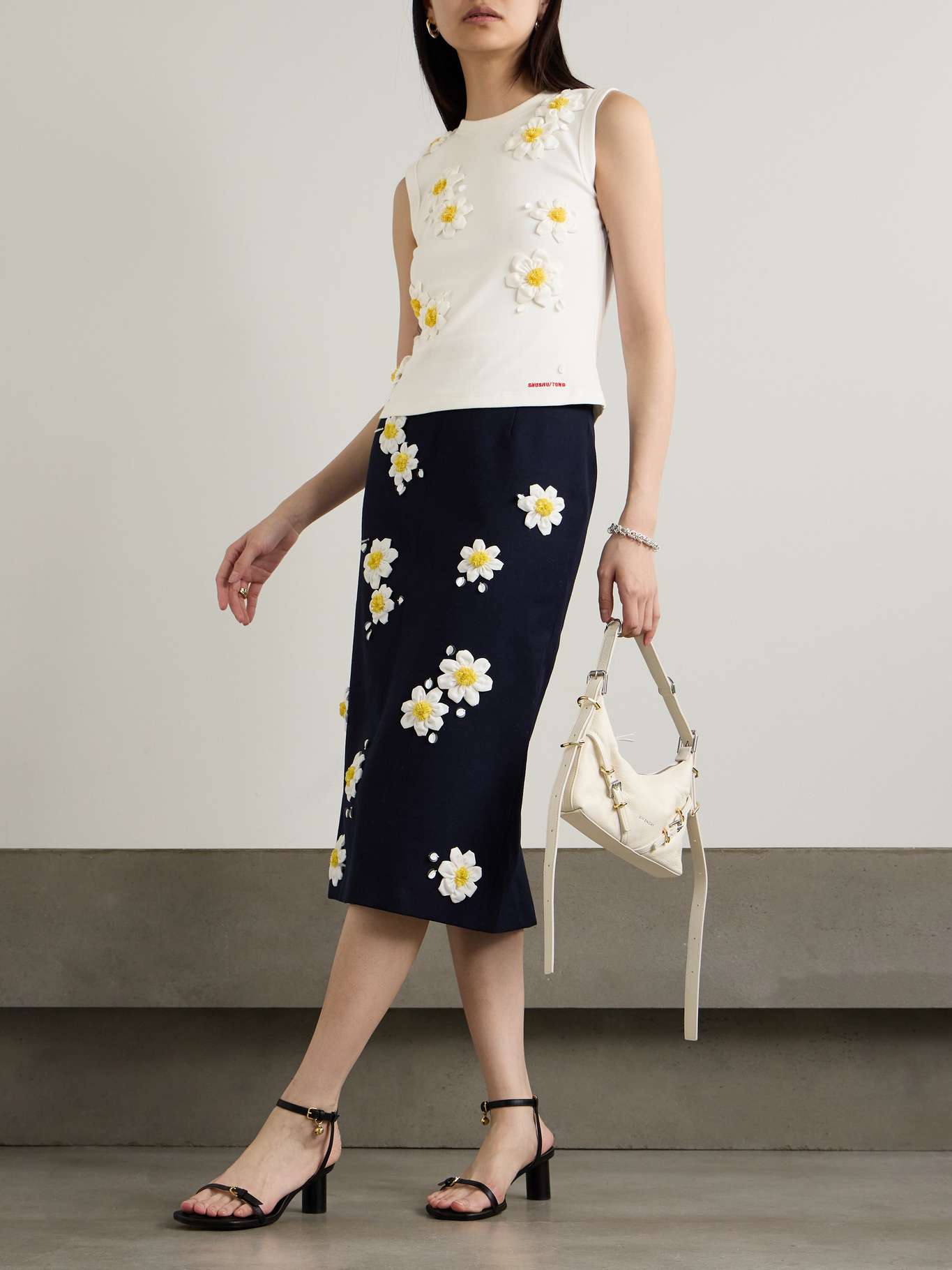 SHUSHU/TONG Appliquéd cotton-blend jersey tank | NET-A-PORTER