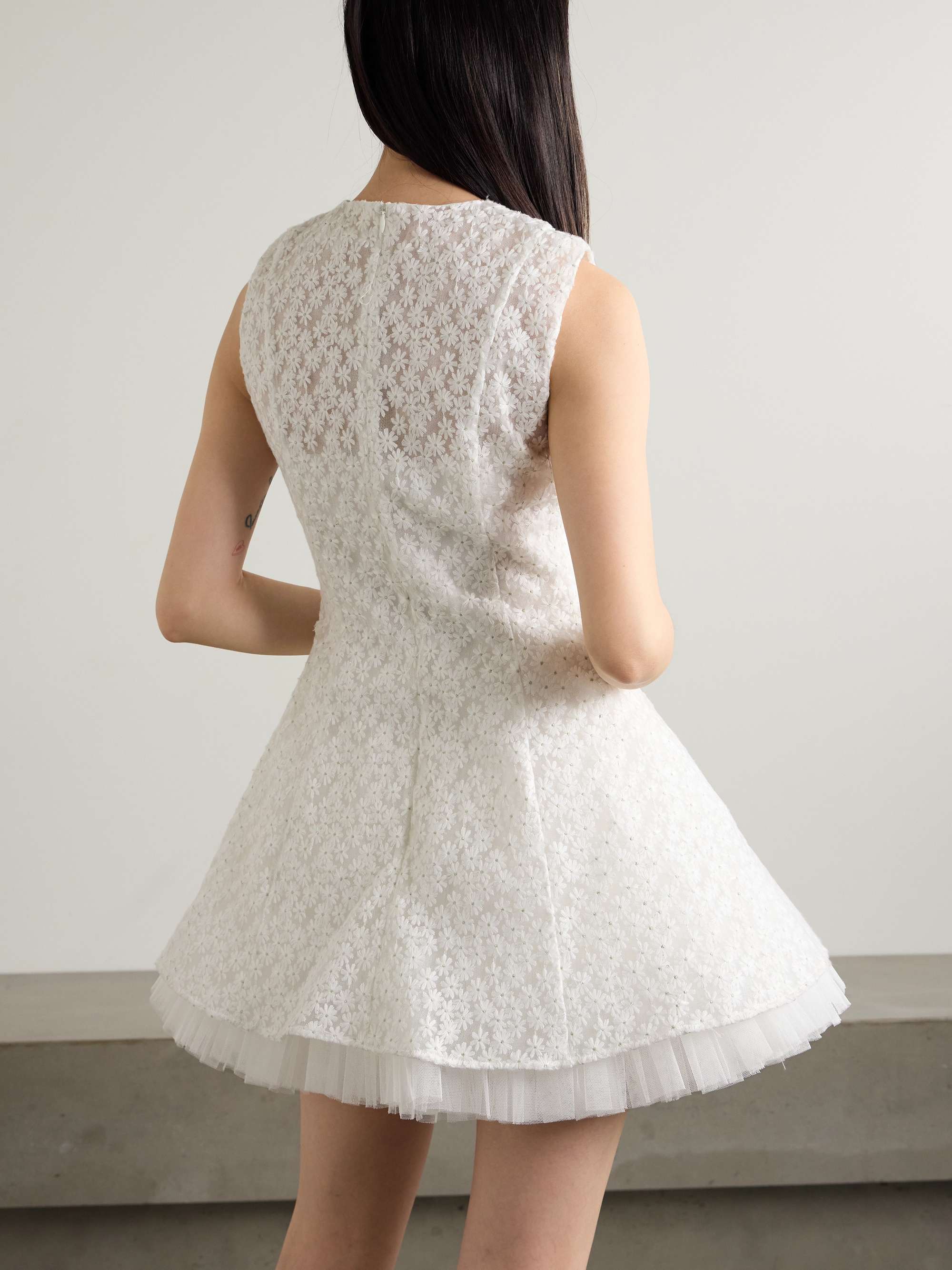 SHUSHU/TONG Embellished embroidered tulle mini dress | NET-A-PORTER