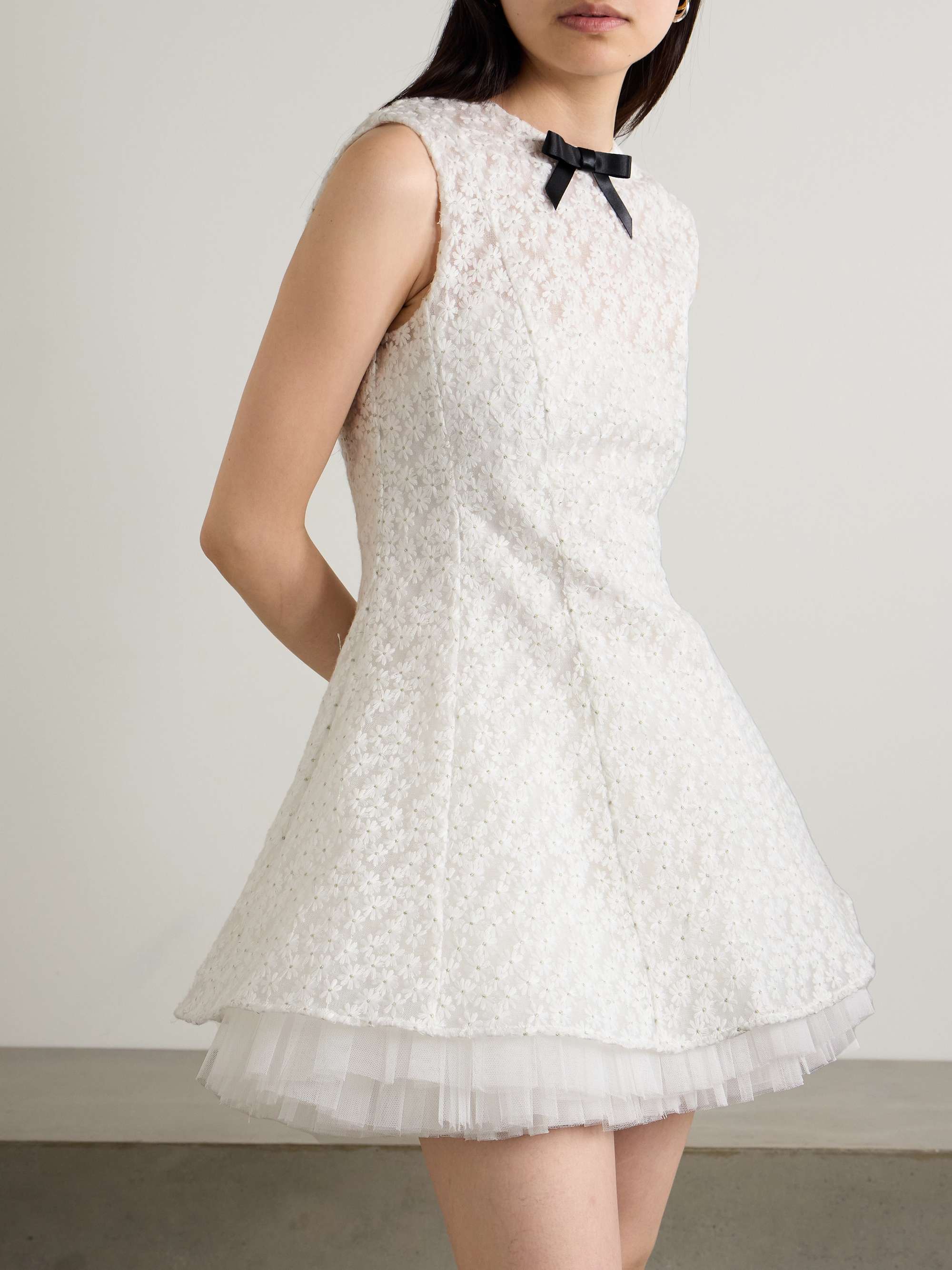 SHUSHU/TONG Embellished embroidered tulle mini dress | NET-A-PORTER
