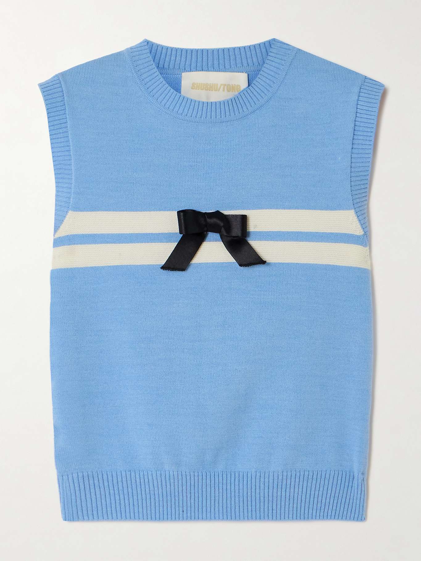 SHUSHU/TONG Bow-embellished striped intarsia-knit tank | NET-A-PORTER