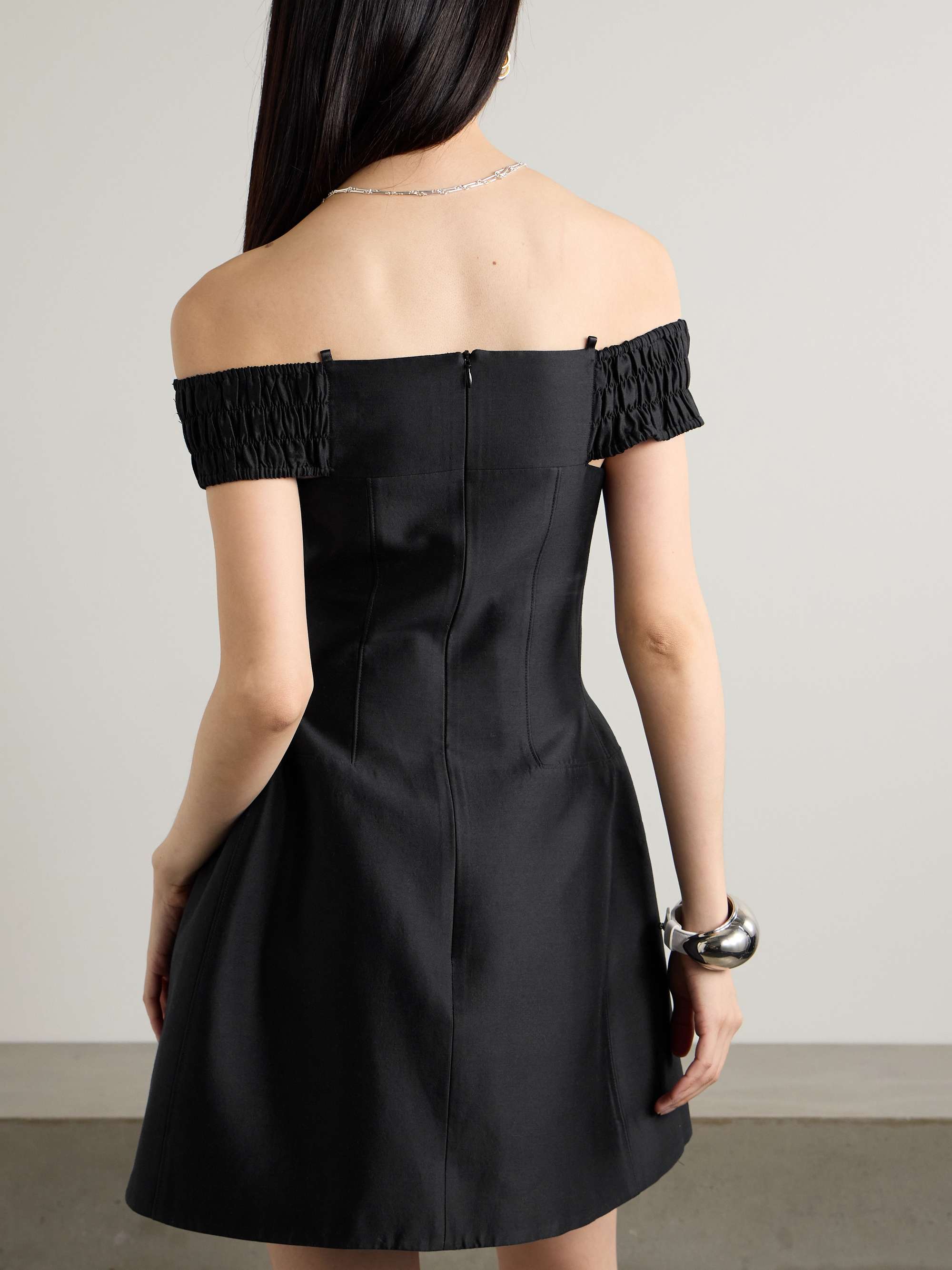 SHUSHU/TONG Bow-embellished cutout wool and silk-blend mini dress | NET ...