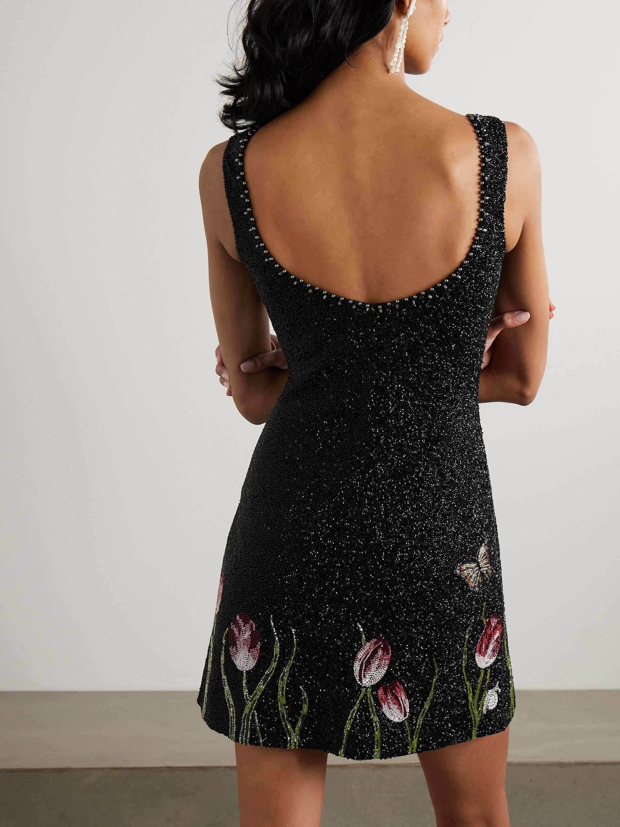 Tulip bead-embellished stretch-tulle mini dress CLIO PEPPIATT pour ...