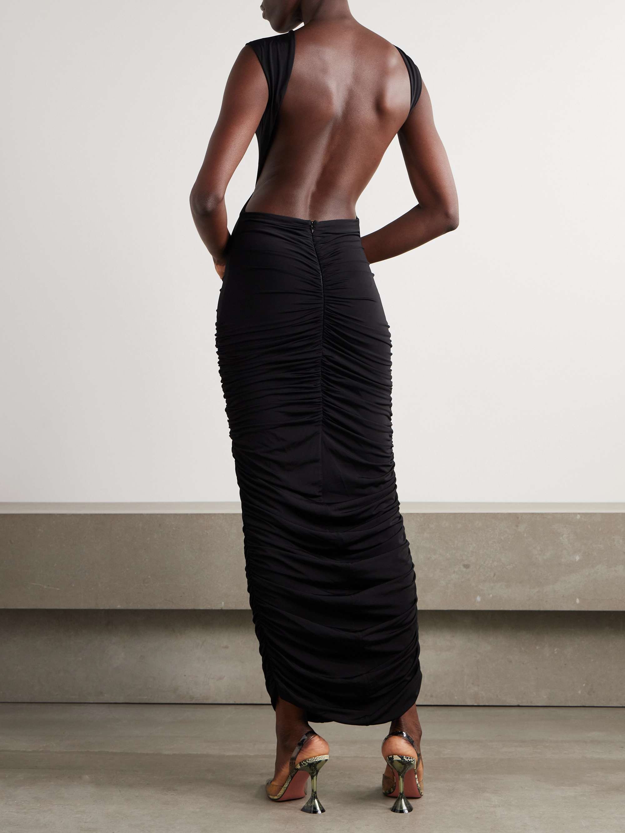 MAGDA BUTRYM Ruched open-back stretch-jersey gown | NET-A-PORTER