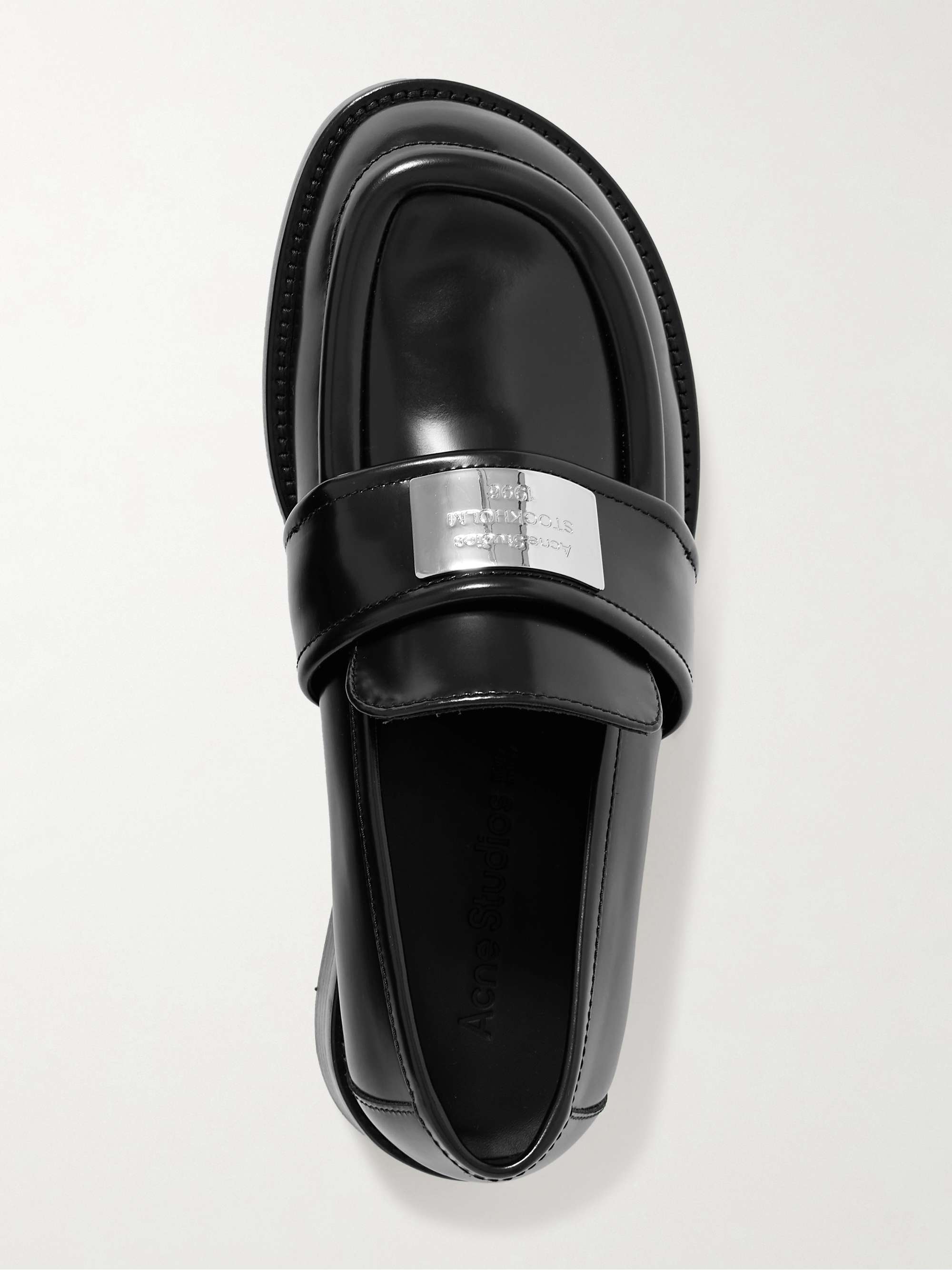 ACNE STUDIOS Embellished glossed-leather loafers | NET-A-PORTER