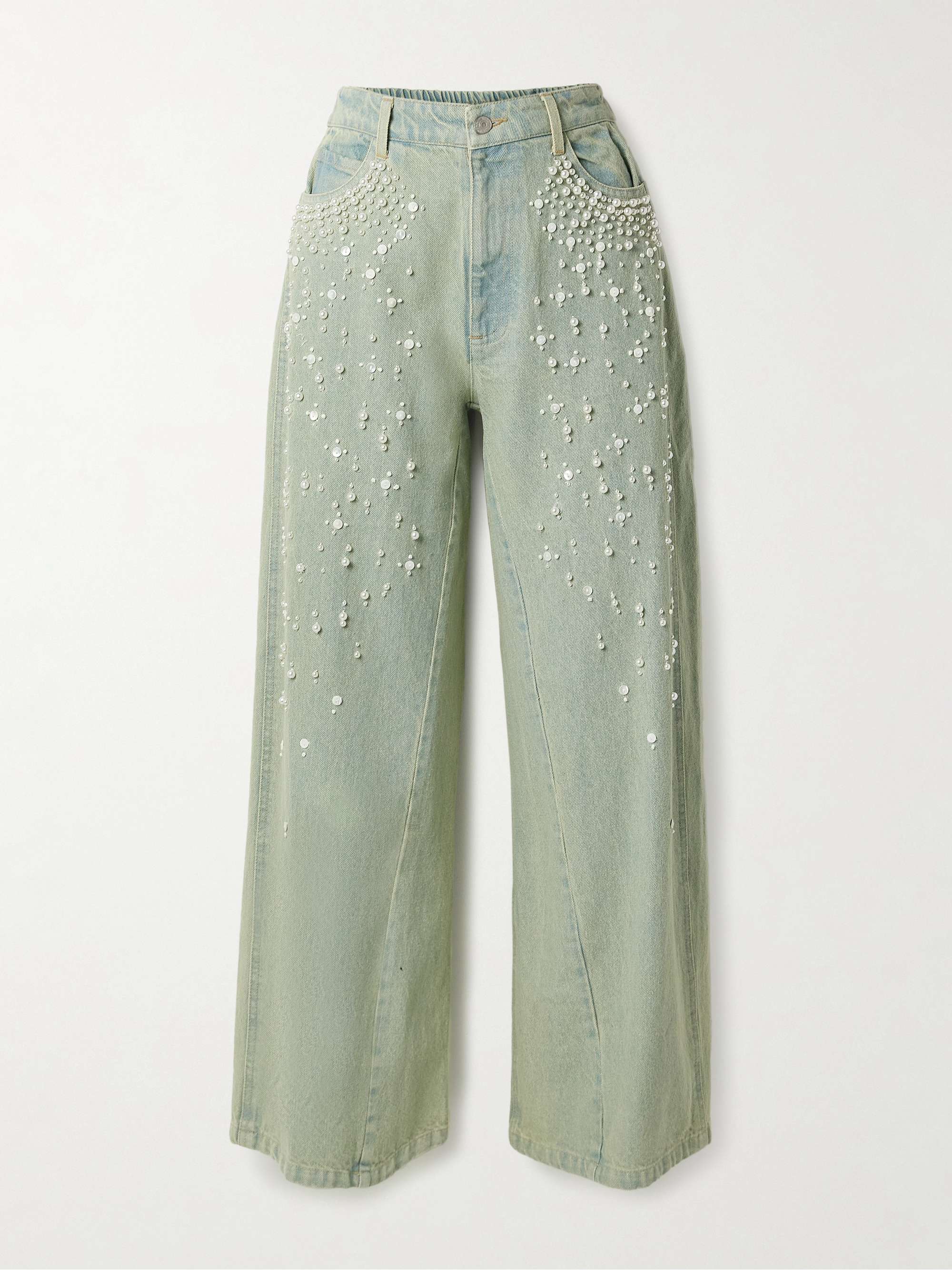 SEA Perlette embellished low-rise wide-leg jeans | NET-A-PORTER