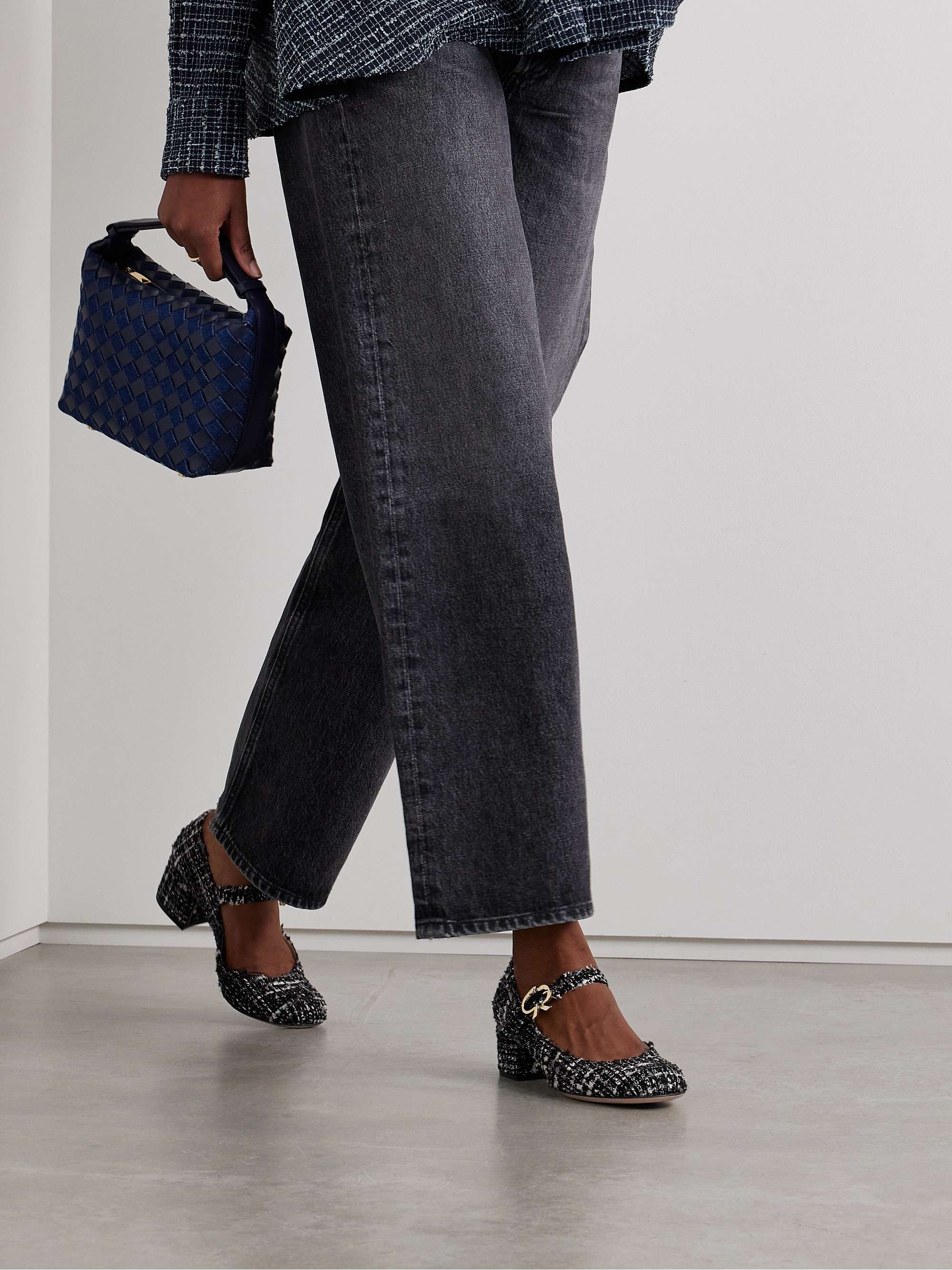 GIANVITO ROSSI 45 tweed Mary Jane pumps | NET-A-PORTER