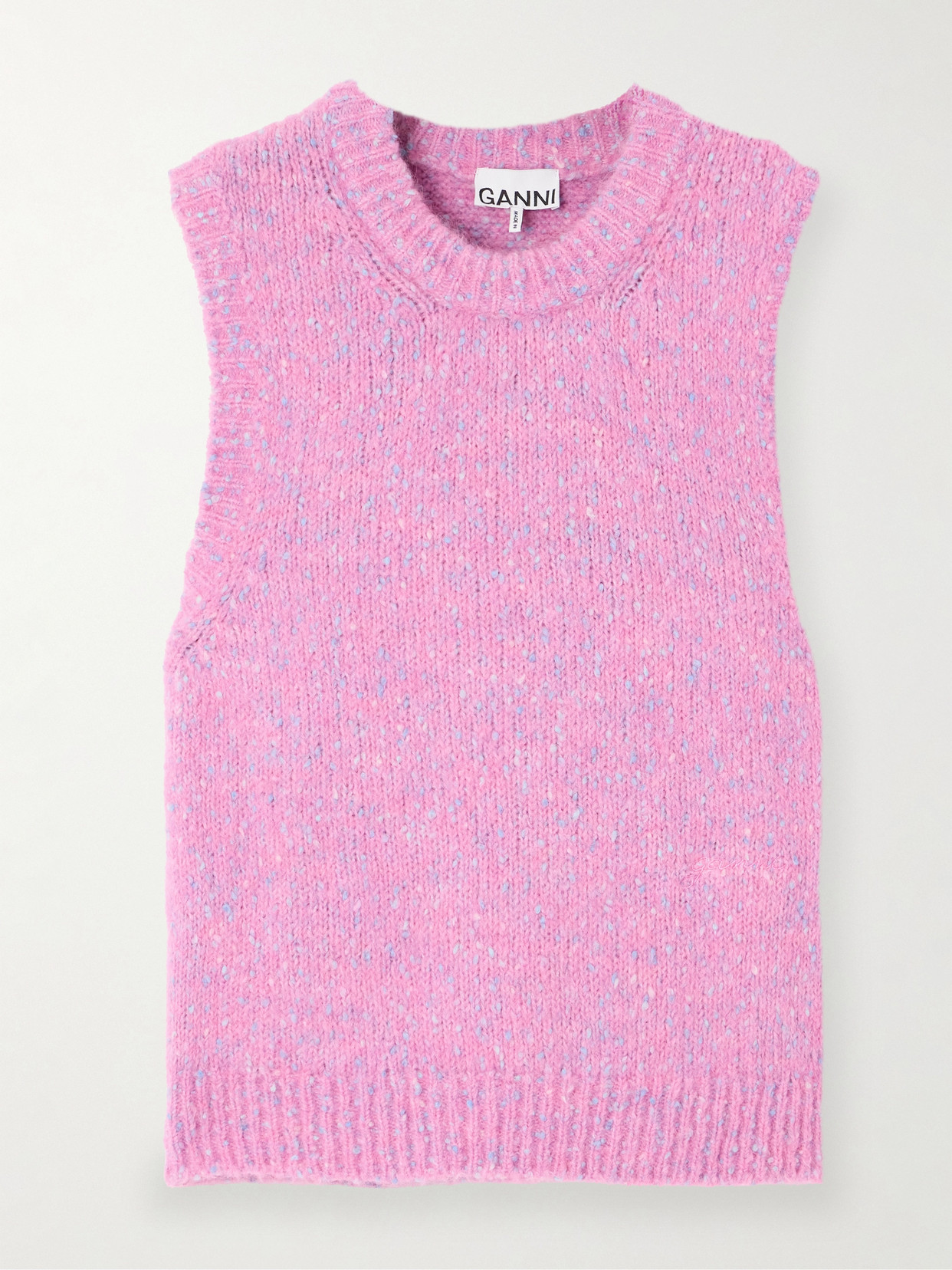 Ganni Embroidered Knitted Vest In Pink | ModeSens