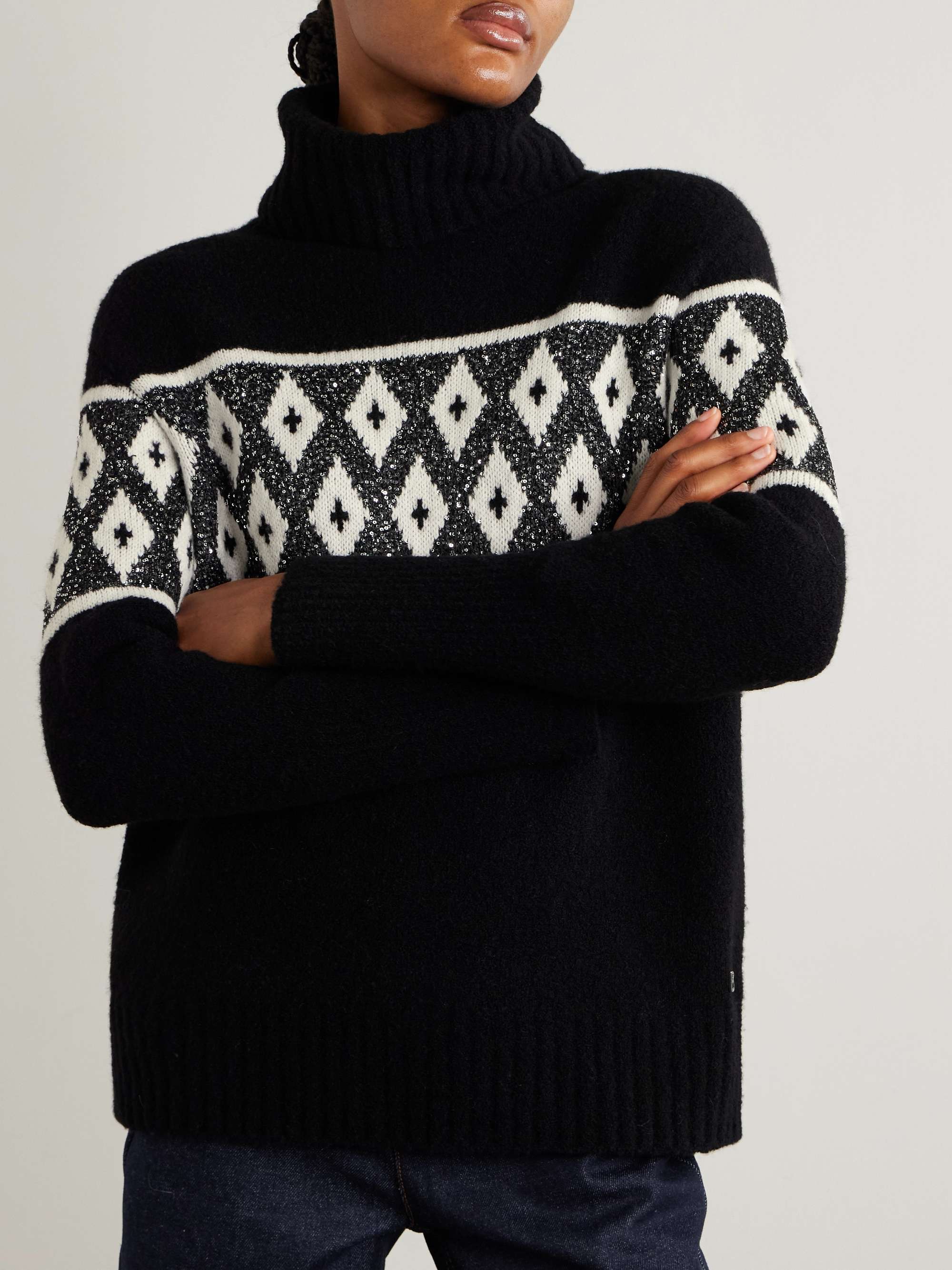 BOGNER Uda sequin-embellished jacquard-knit wool-blend turtleneck ...