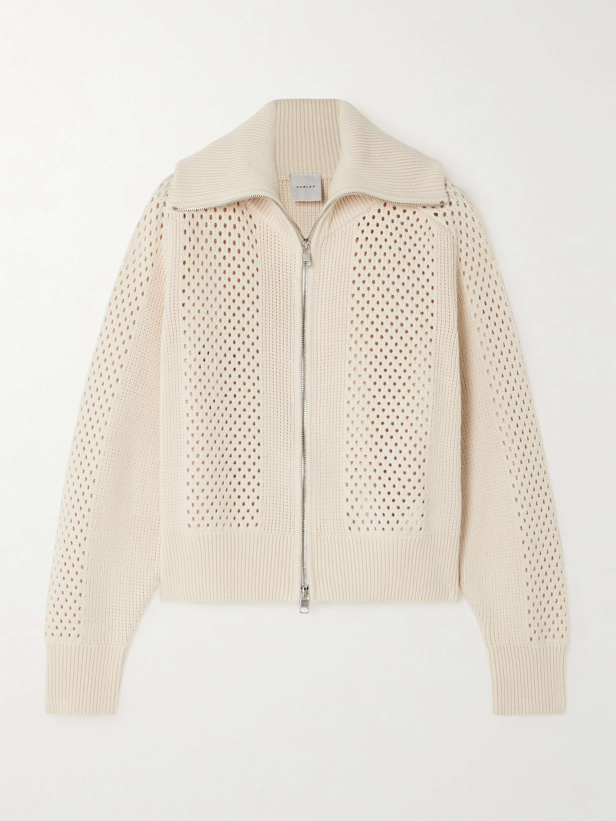 VARLEY Farina ribbed pointelle-knit cotton cardigan | NET-A-PORTER