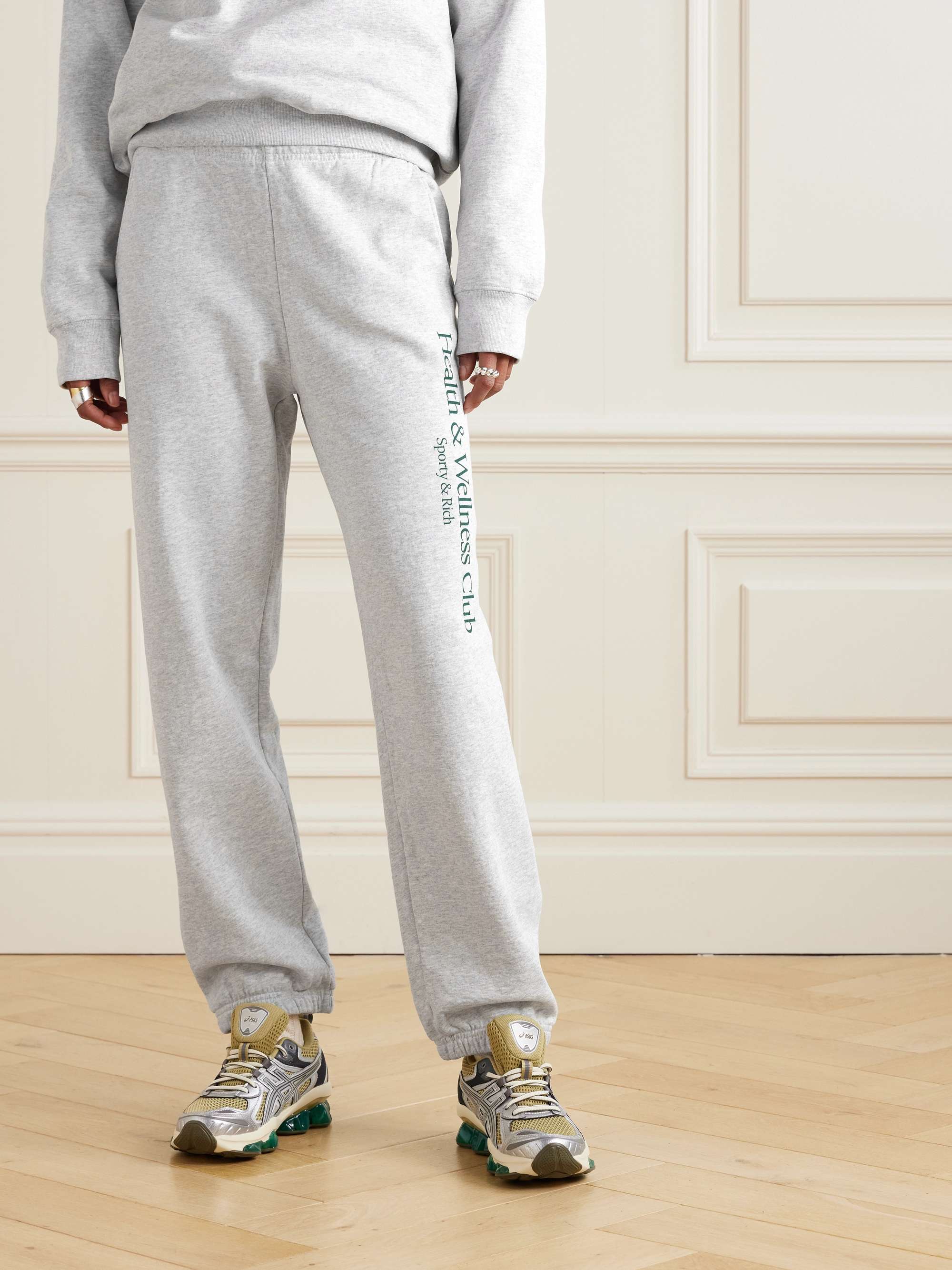 SPORTY & RICH Printed cotton-blend jersey tapered track pants | NET-A ...