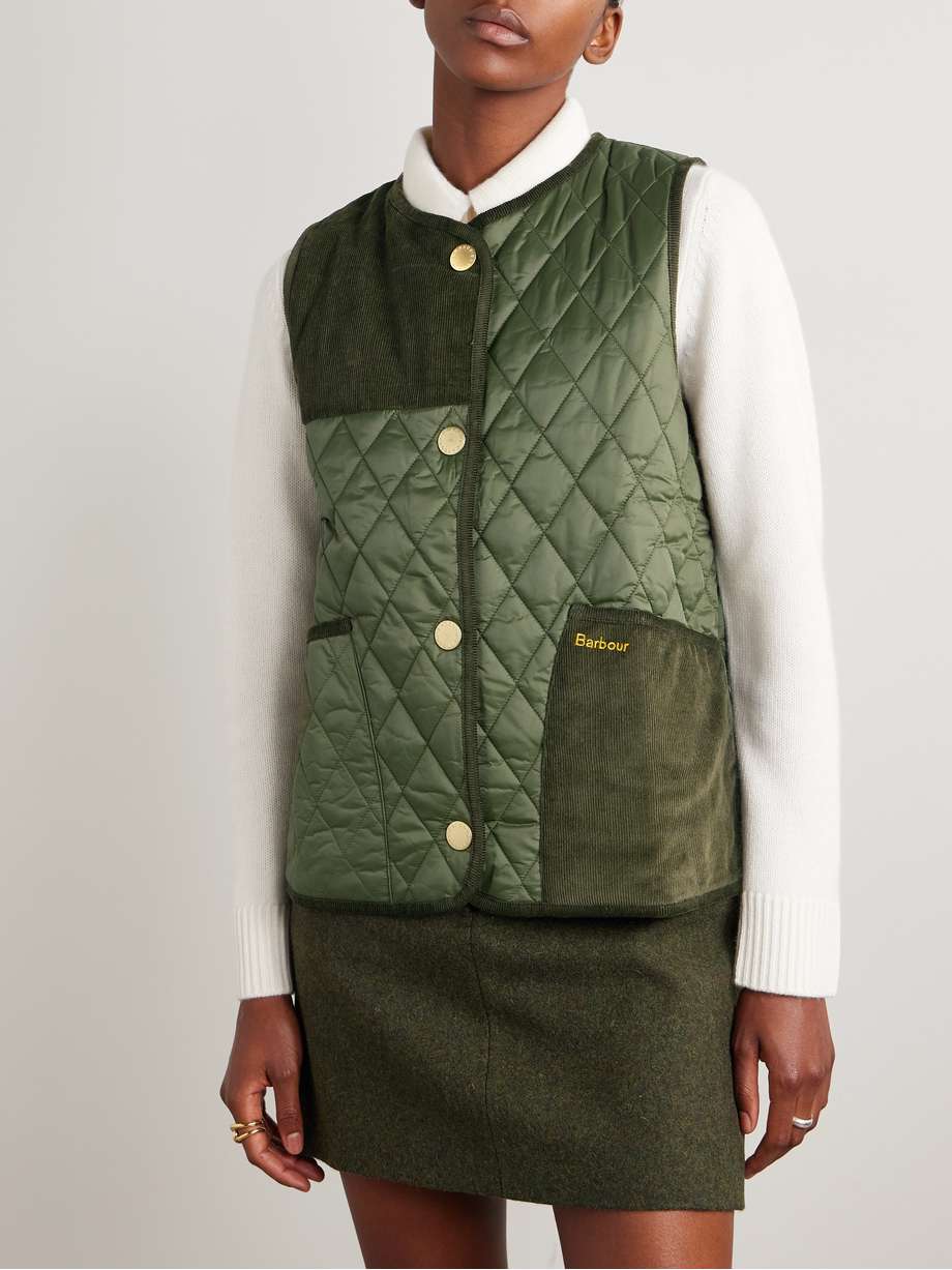 BARBOUR Healy paneled quilted shell and cotton-corduroy vest | NET-A-PORTER