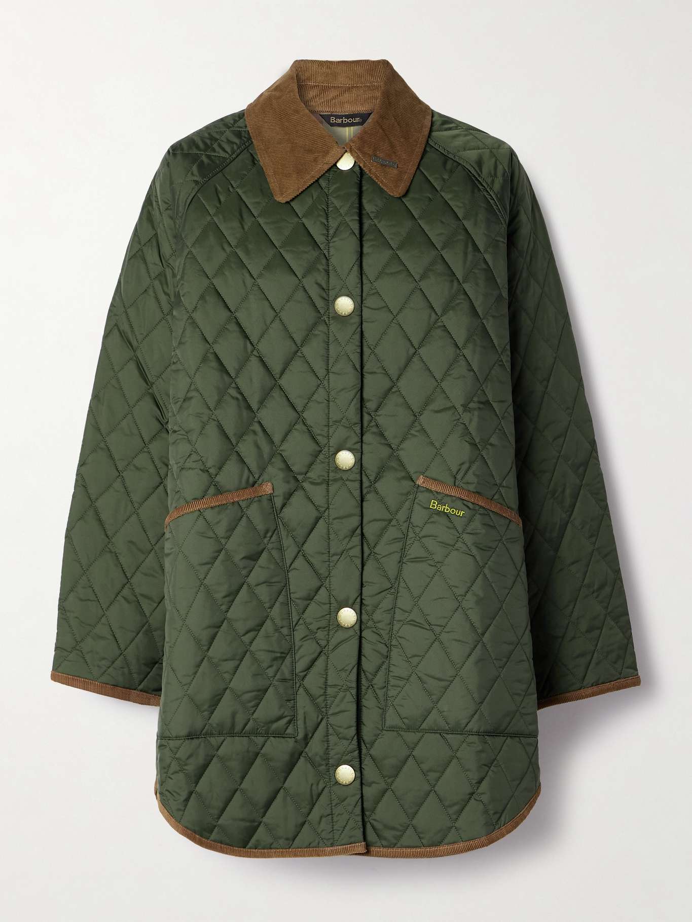 BARBOUR Liddesdale cotton corduroy-trimmed padded quilted shell jacket ...