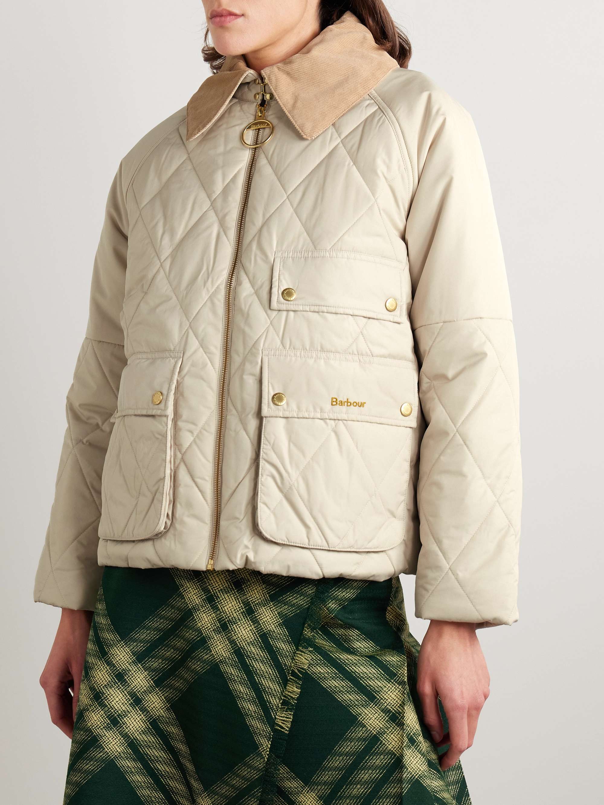 BARBOUR Milby cotton-corduroy trimmed quilted recycled-shell jacket ...