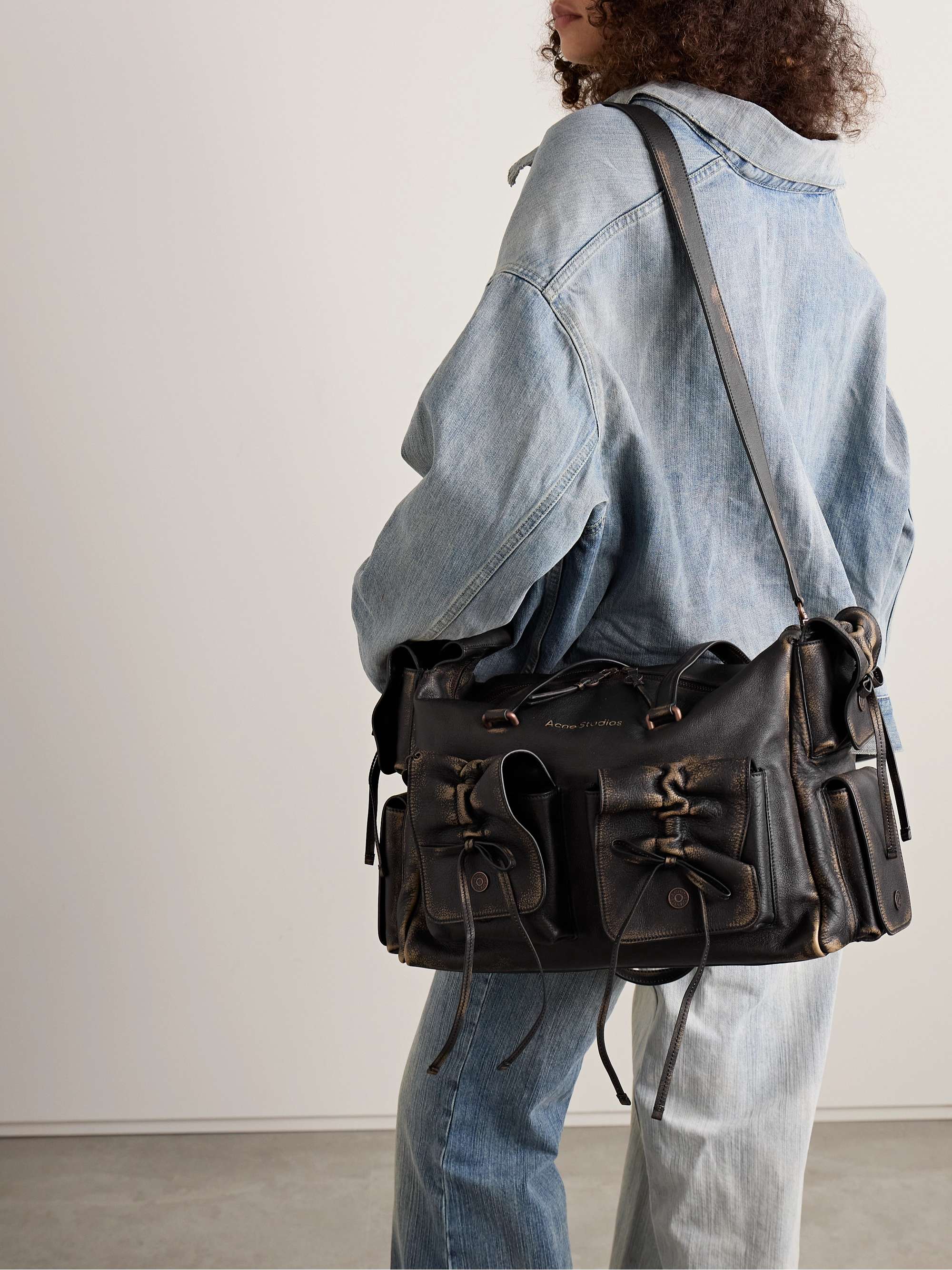 ACNE STUDIOS Distressed leather shoulder bag | NET-A-PORTER