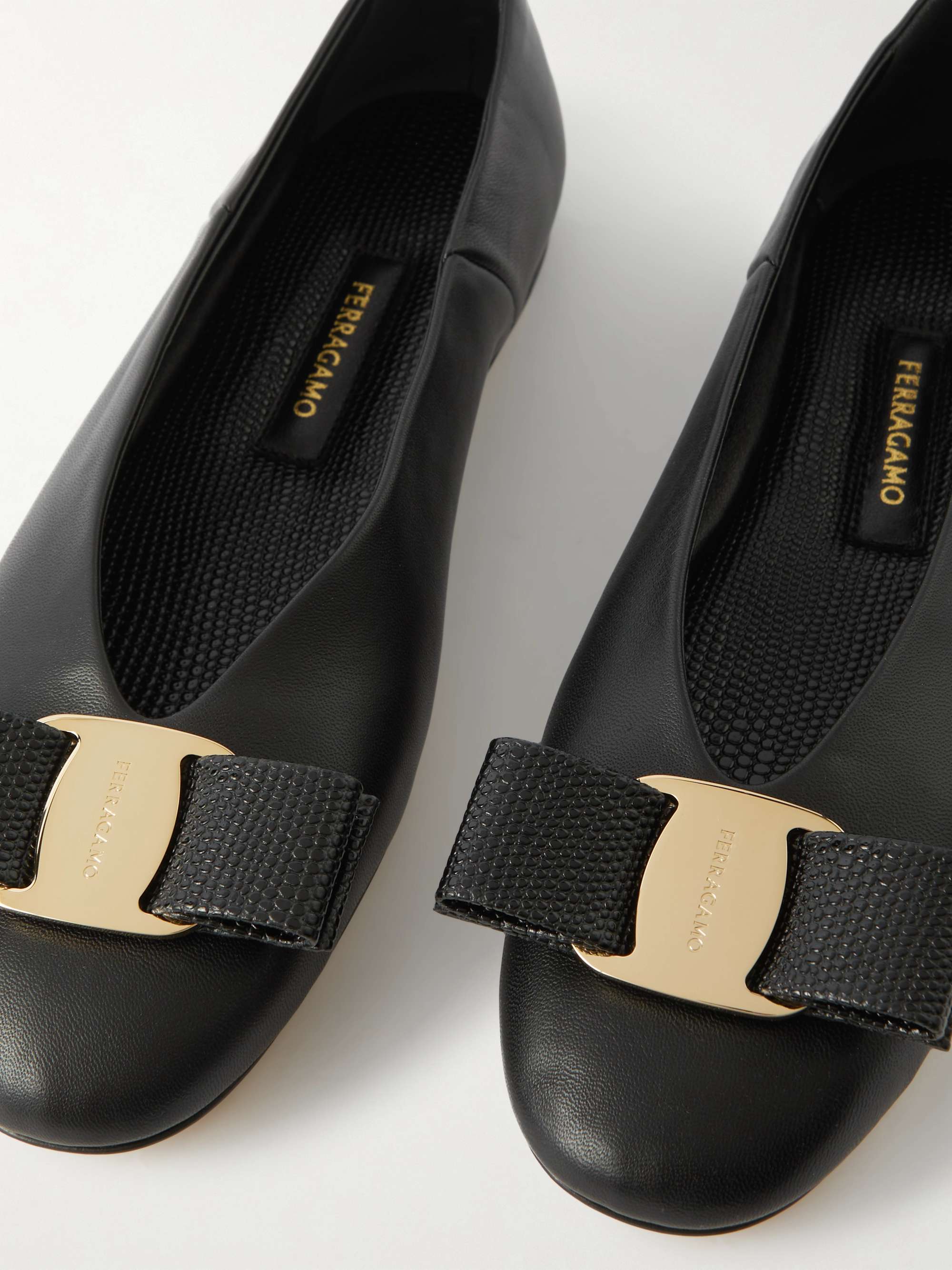 FERRAGAMO Vanna bow-detailed leather ballet flats | NET-A-PORTER
