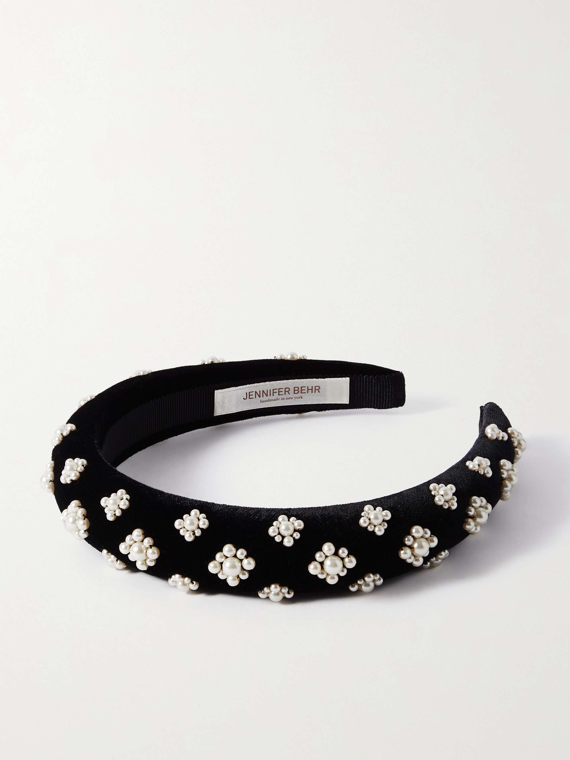 JENNIFER BEHR Margaret faux pearl-embellished velvet headband | NET-A ...
