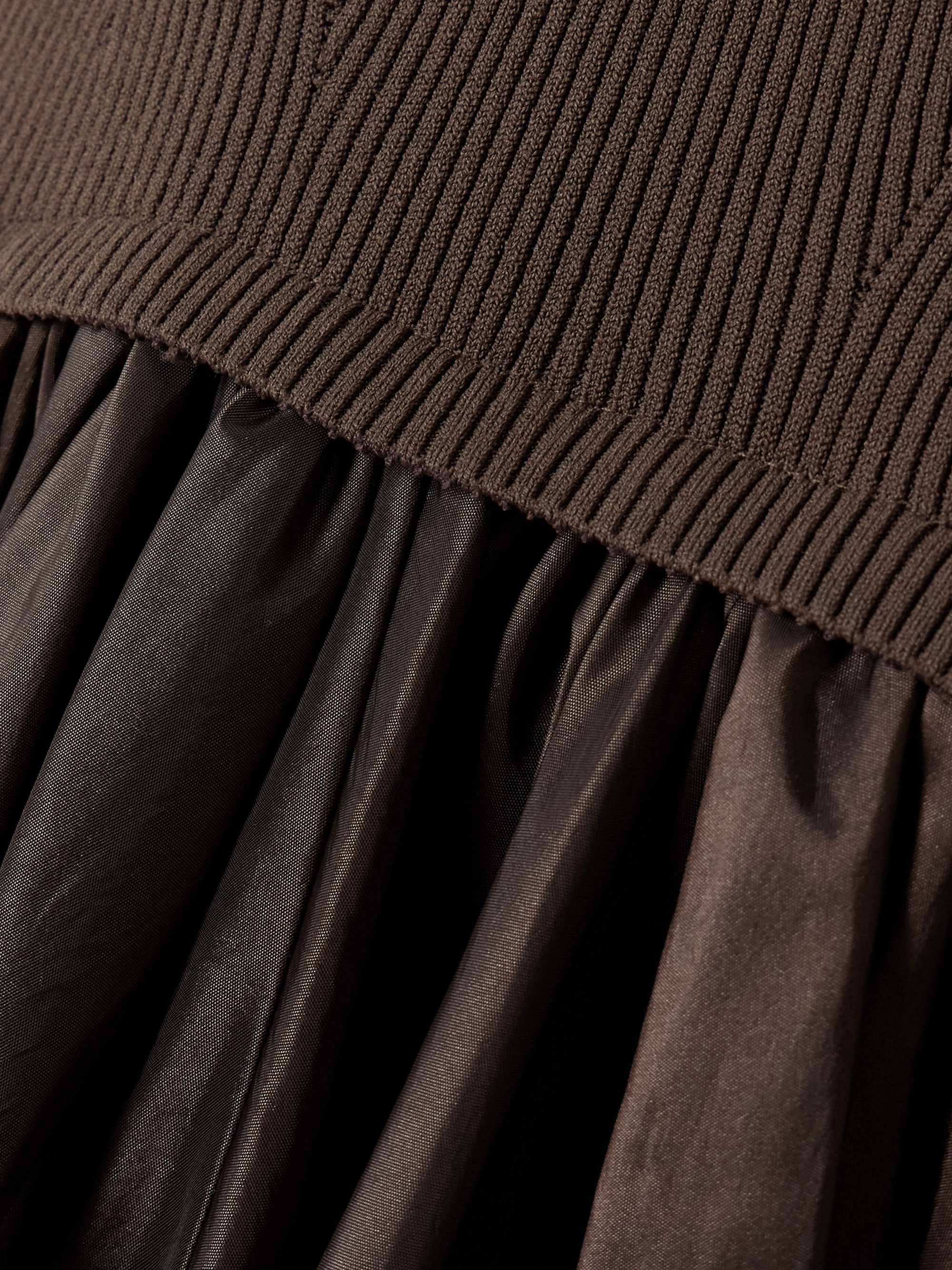 SIMKHAI Kenlie ribbed-knit and pleated taffeta midi dress | NET-A-PORTER