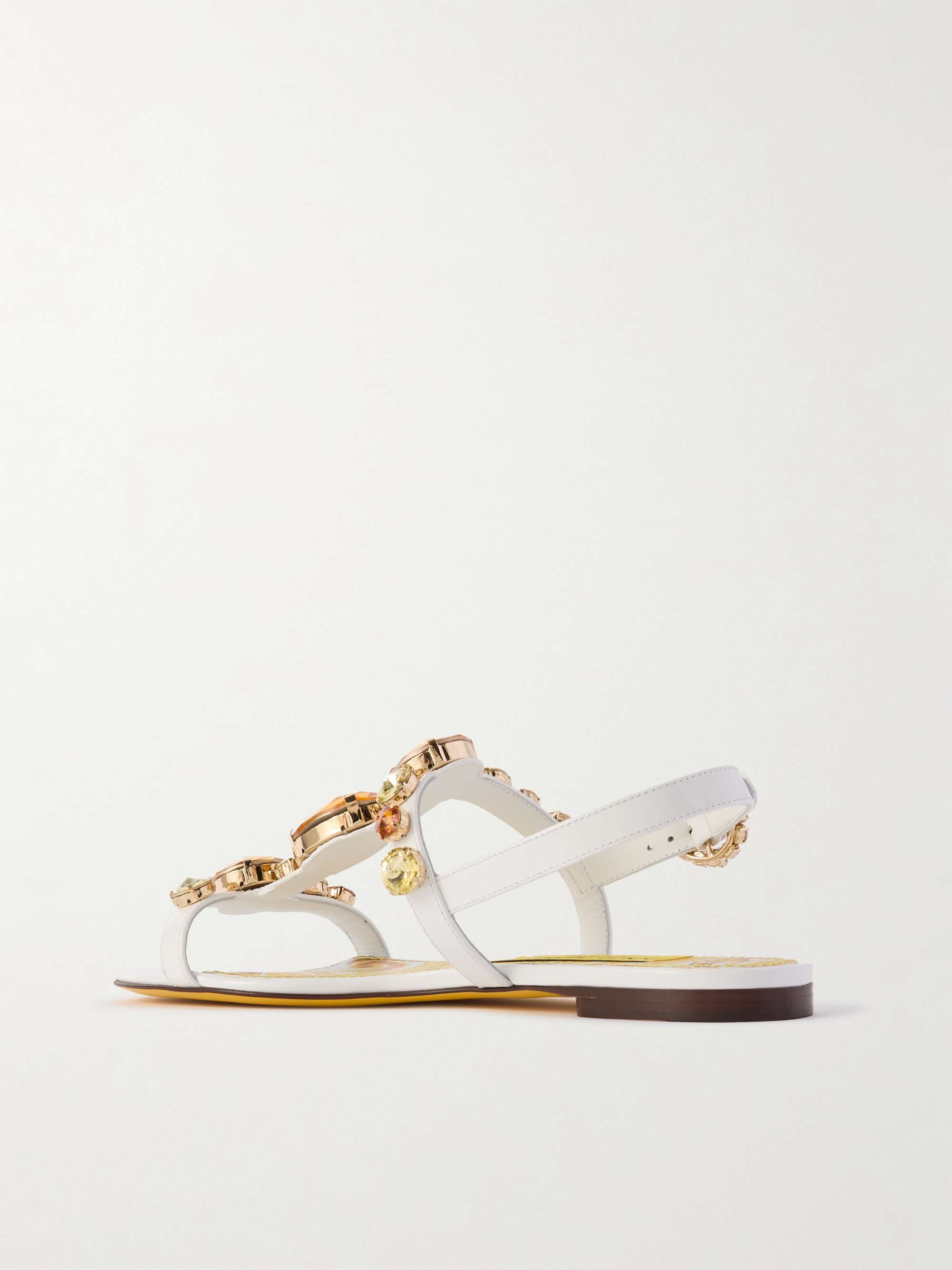 DOLCE&GABBANA Bianca crystal-embellished patent-leather sandals | NET-A ...