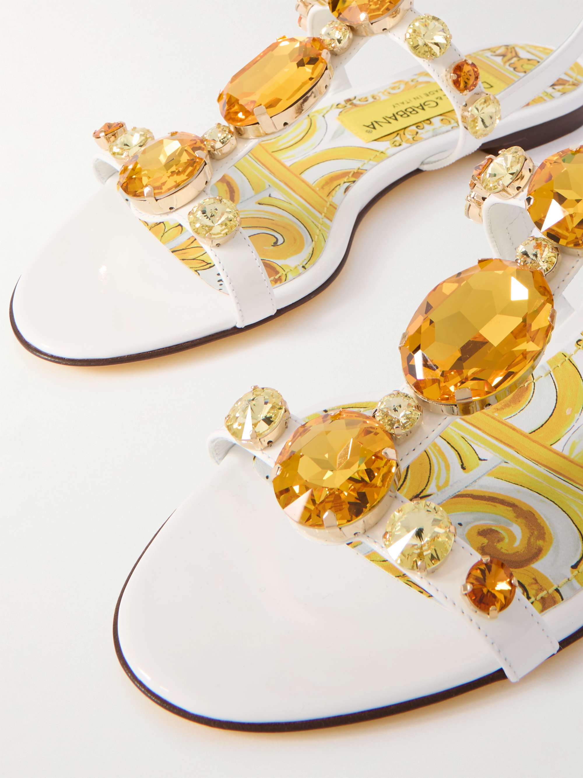 DOLCE&GABBANA Bianca crystal-embellished patent-leather sandals | NET-A ...