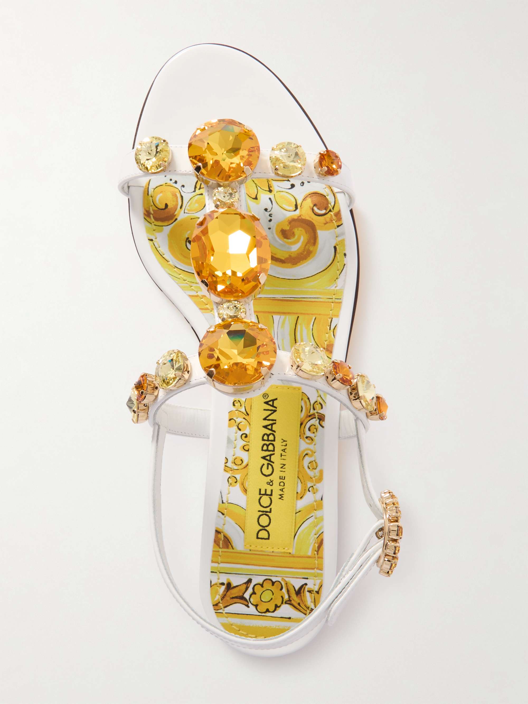 DOLCE&GABBANA Bianca crystal-embellished patent-leather sandals | NET-A ...
