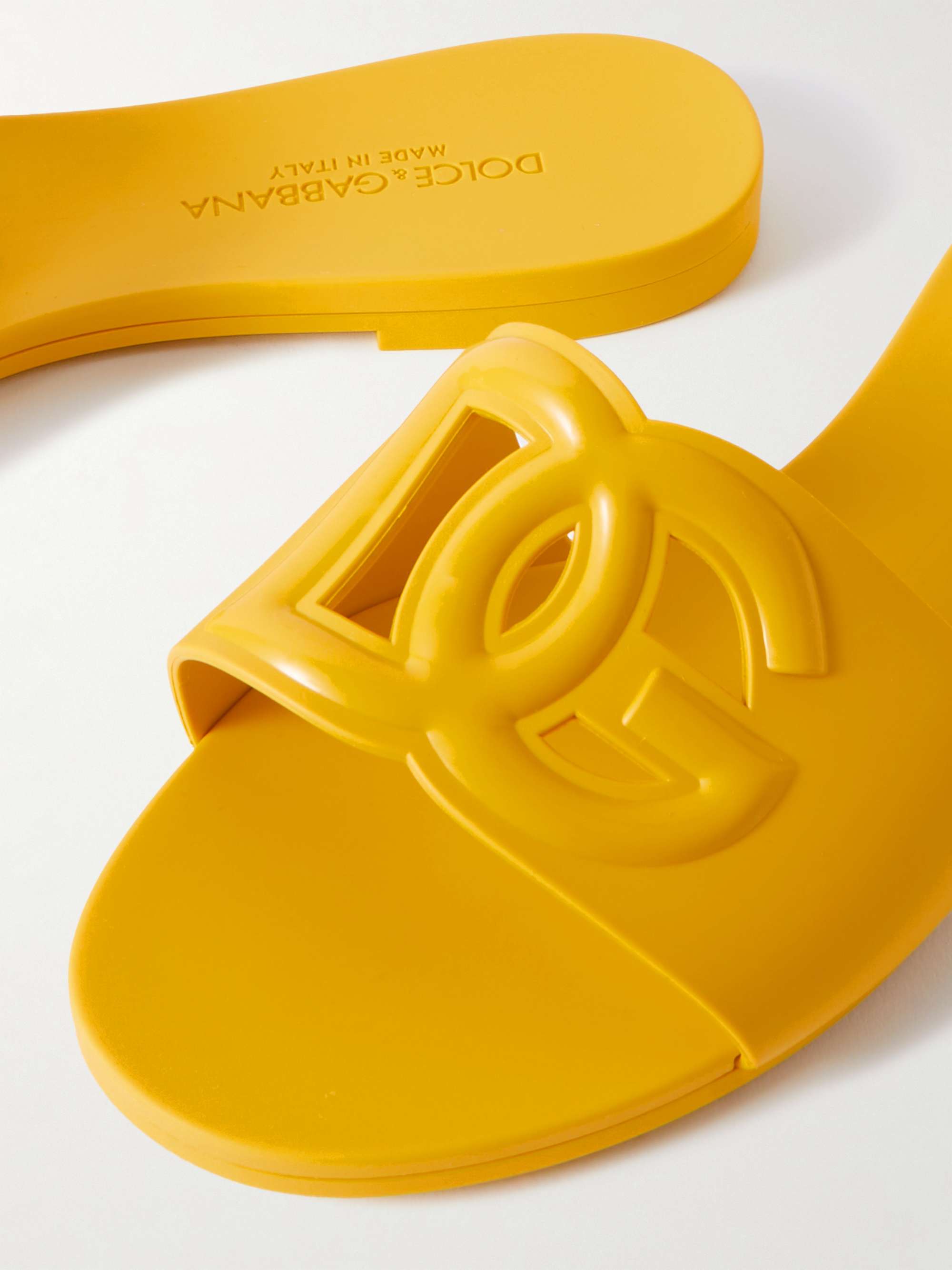 DOLCE&GABBANA Cutout rubber slides | NET-A-PORTER